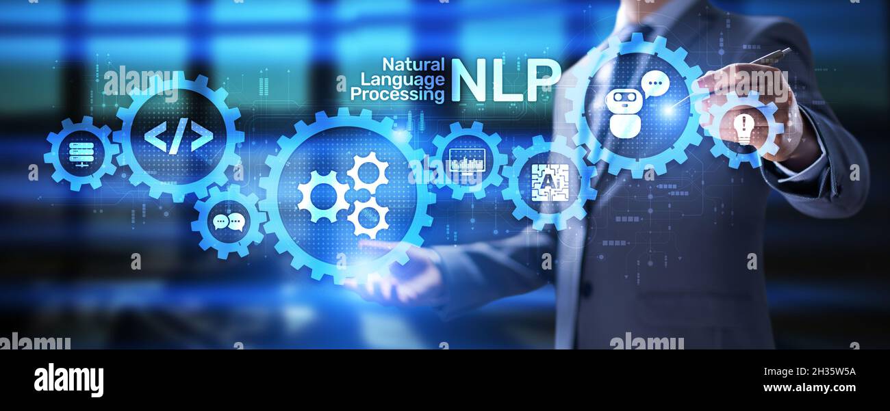 NLP Natural Language Processing Konzept. Neuronales Netzwerk der ...
