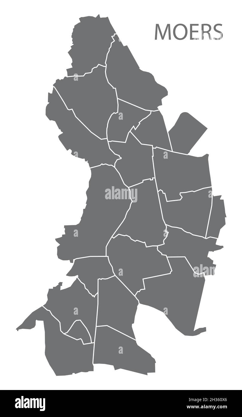Moderner Stadtplan - Moers Stadt Deutschland mit Bezirken grau DE Stock ...