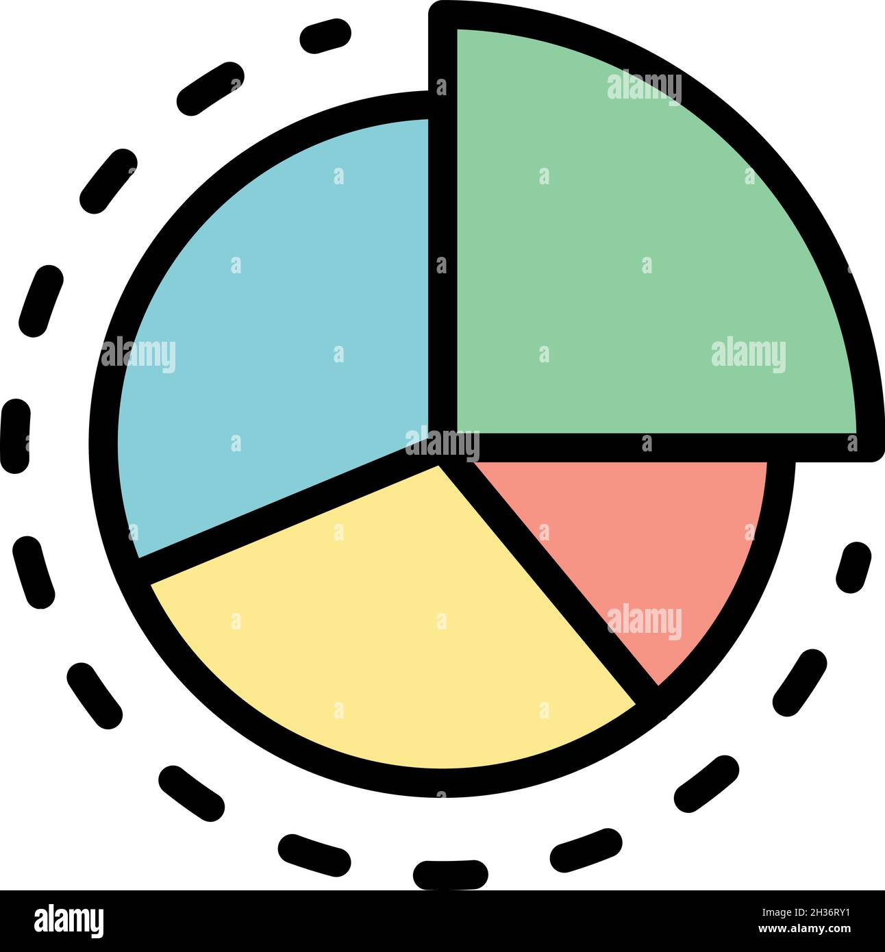 Tortendiagramm-Symbol. Kontur Kreisdiagramm Vektor Symbol Farbe flach ...