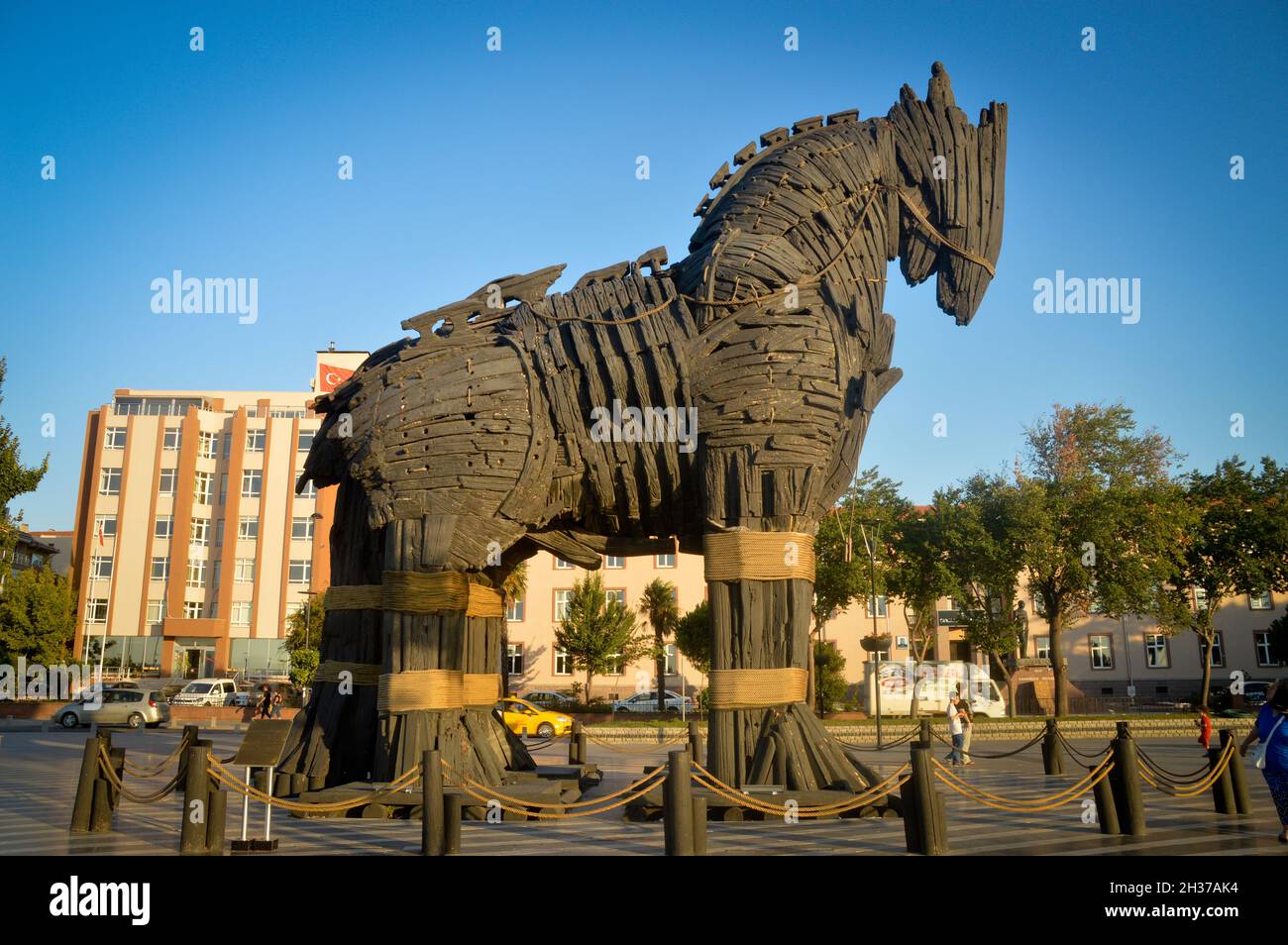 Trojanisches Pferd in Canakkale. Holzpferd ist aus Troy Film und wurde ...
