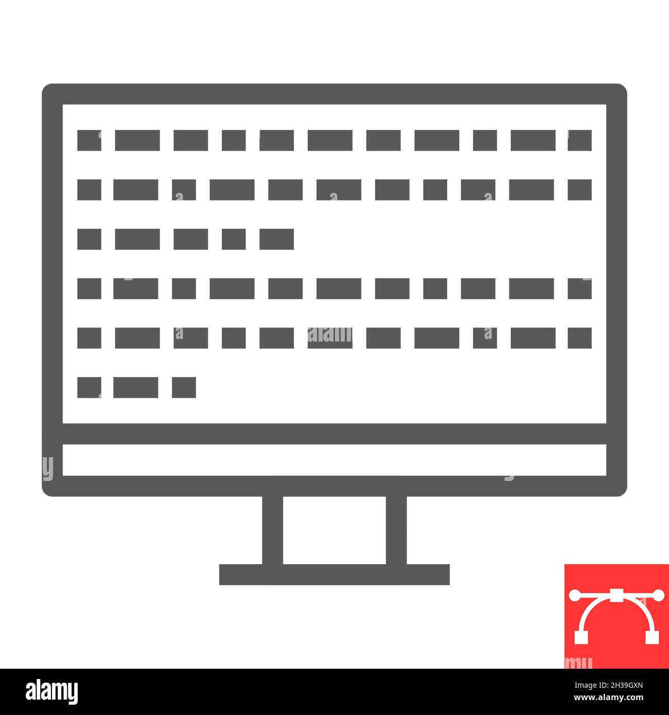 Programmierliniensymbol, Daten und Codierung, Monitor-Code-Vektor ...