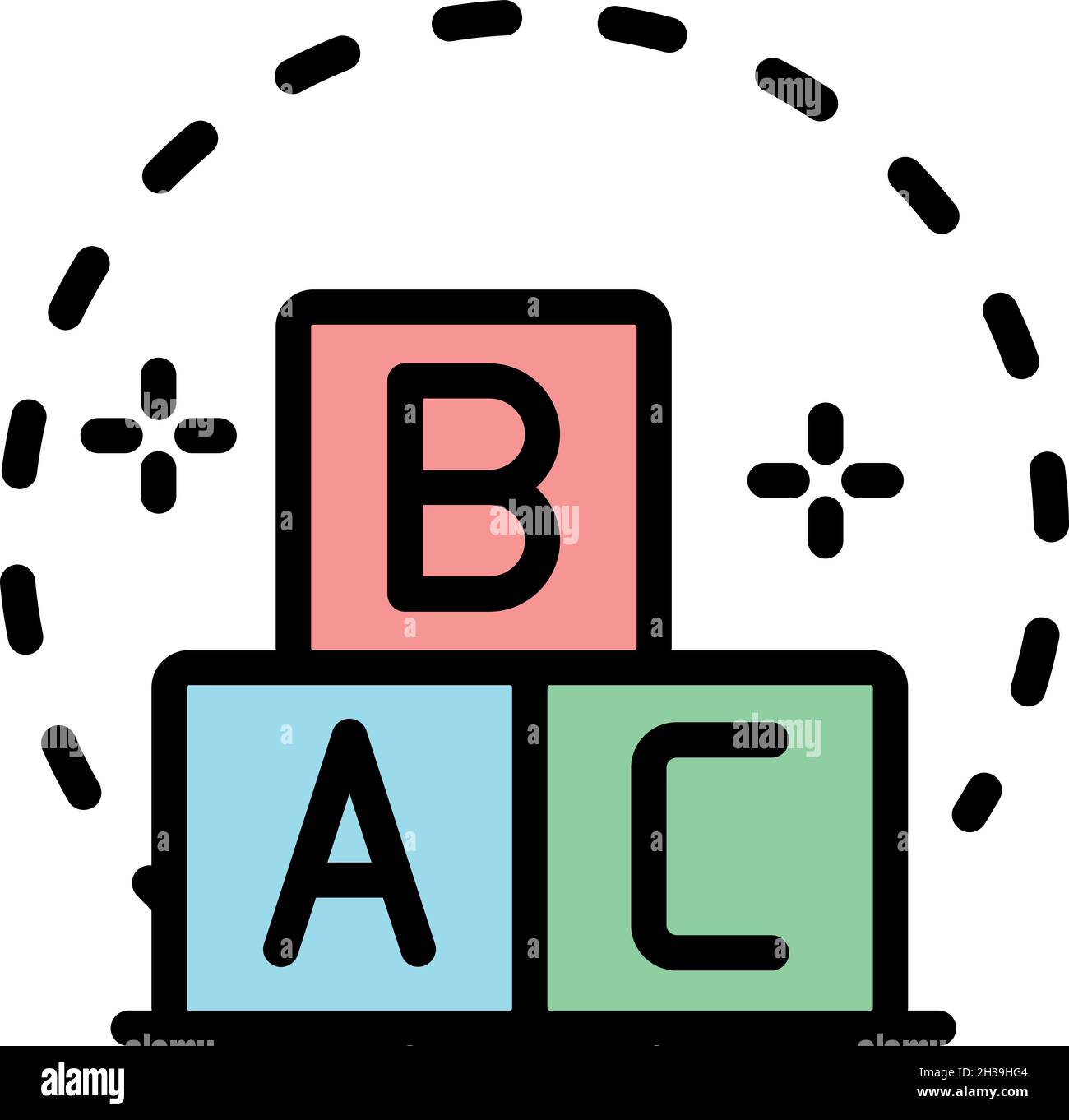 Würfel abc-Symbol. Konturwürfel abc Vektor Symbol Farbe flach isoliert ...