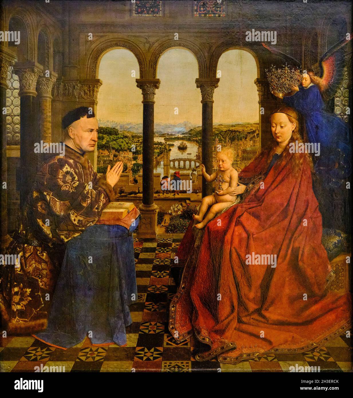 Frankreich, Paris, Louvre-Museum, die Jungfrau und das Kind des Kanzlers Rolin von Jan Van Eyck ...