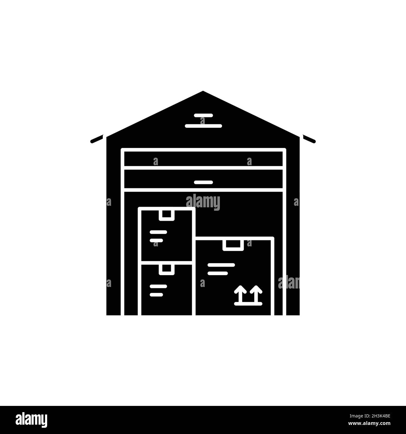 Lagerhaus mit farbigen Linien-Symbol. Piktogramm für Webseite, mobile ...