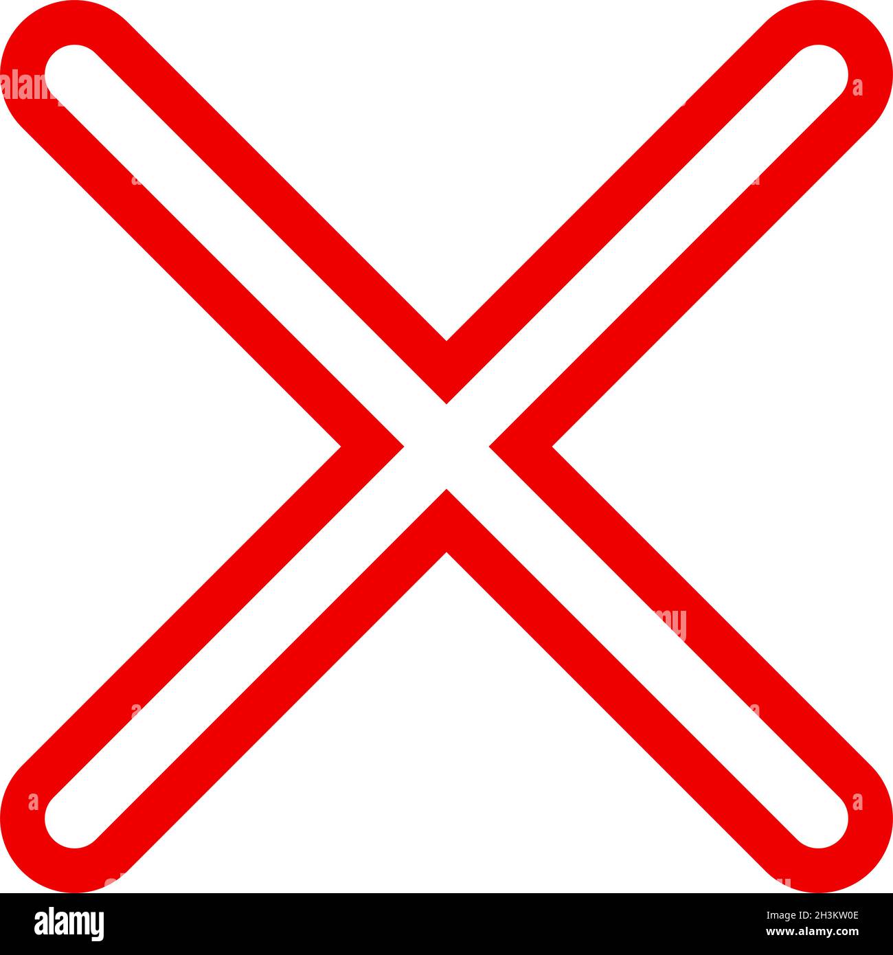 Roter X-Buchstabe, Zeichen, Signal. Beschränkung, Verbot, Ausrichtung ...