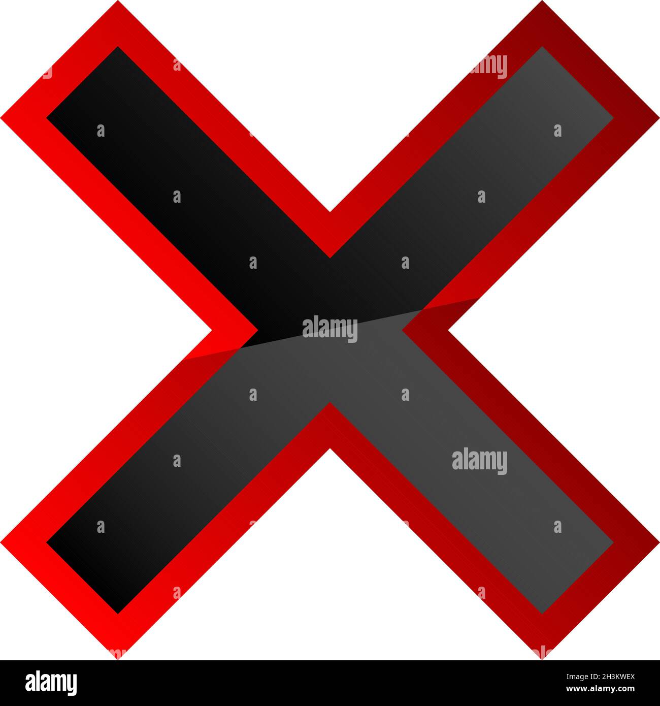 Roter X-Buchstabe, Zeichen, Signal. Beschränkung, Verbot, Ausrichtung ...