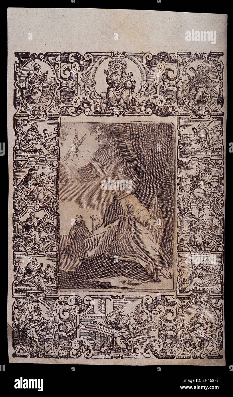 Der heilige Franz von Assisi empfängt die Stigmata Christi aus der ...