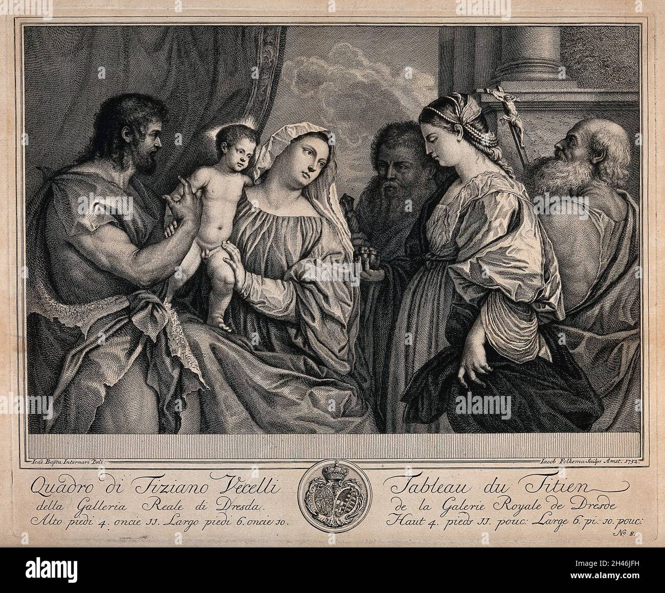 Die heilige Maria (die selige Jungfrau) mit dem Christkind, der heilige Johannes der Täufer, der ...