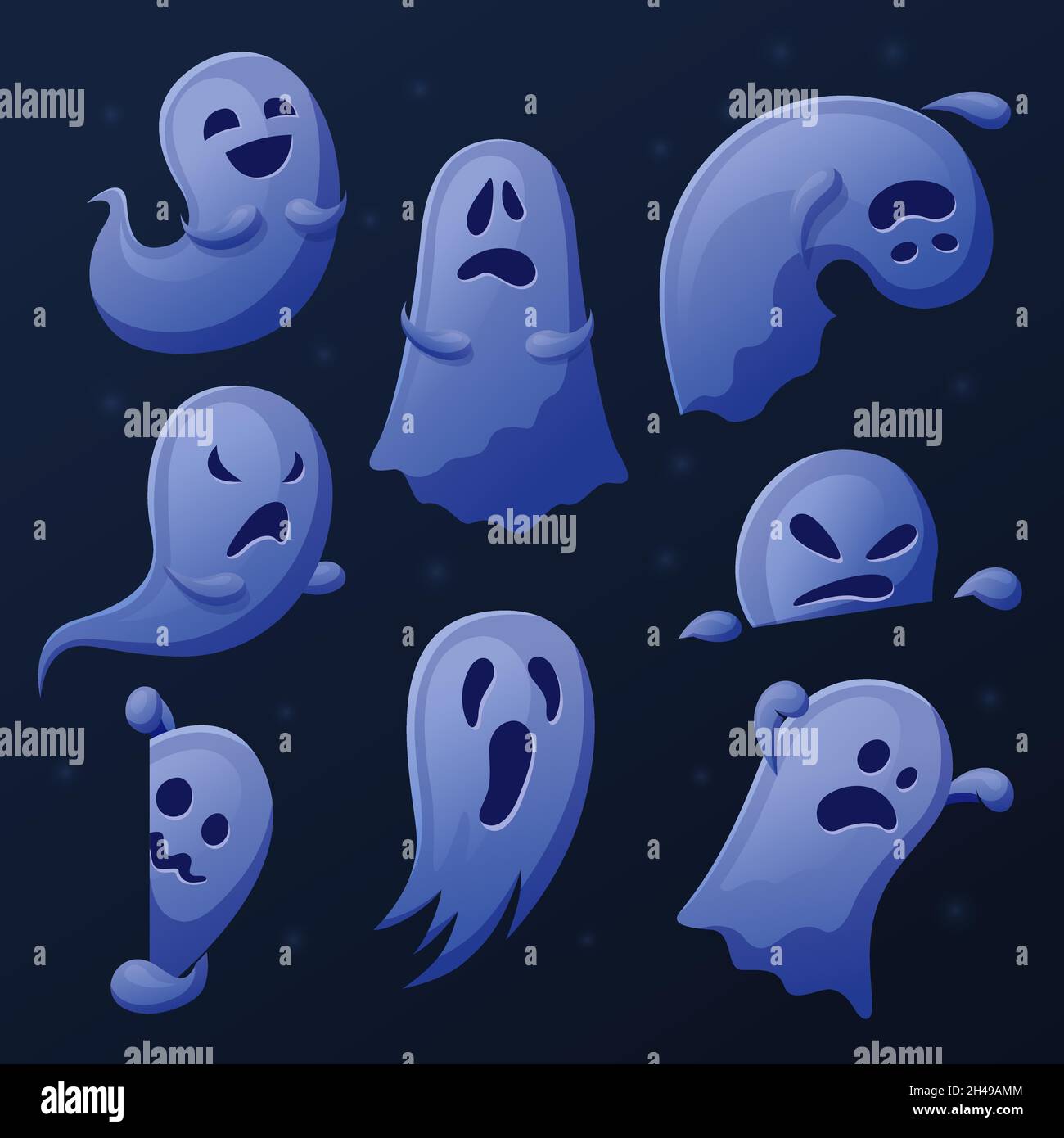 Cartoon niedlichen Geist. Lustige Geister Sammlung, gespengte halloween ...