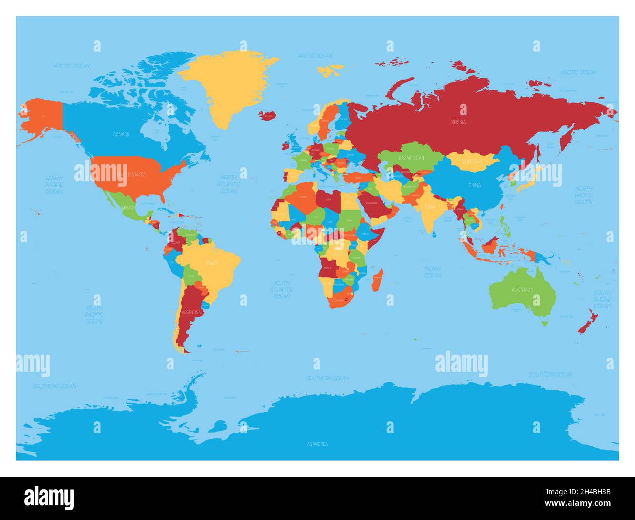 Hohe detaillierte politische Landkarte der Welt Stock-Vektorgrafik - Alamy