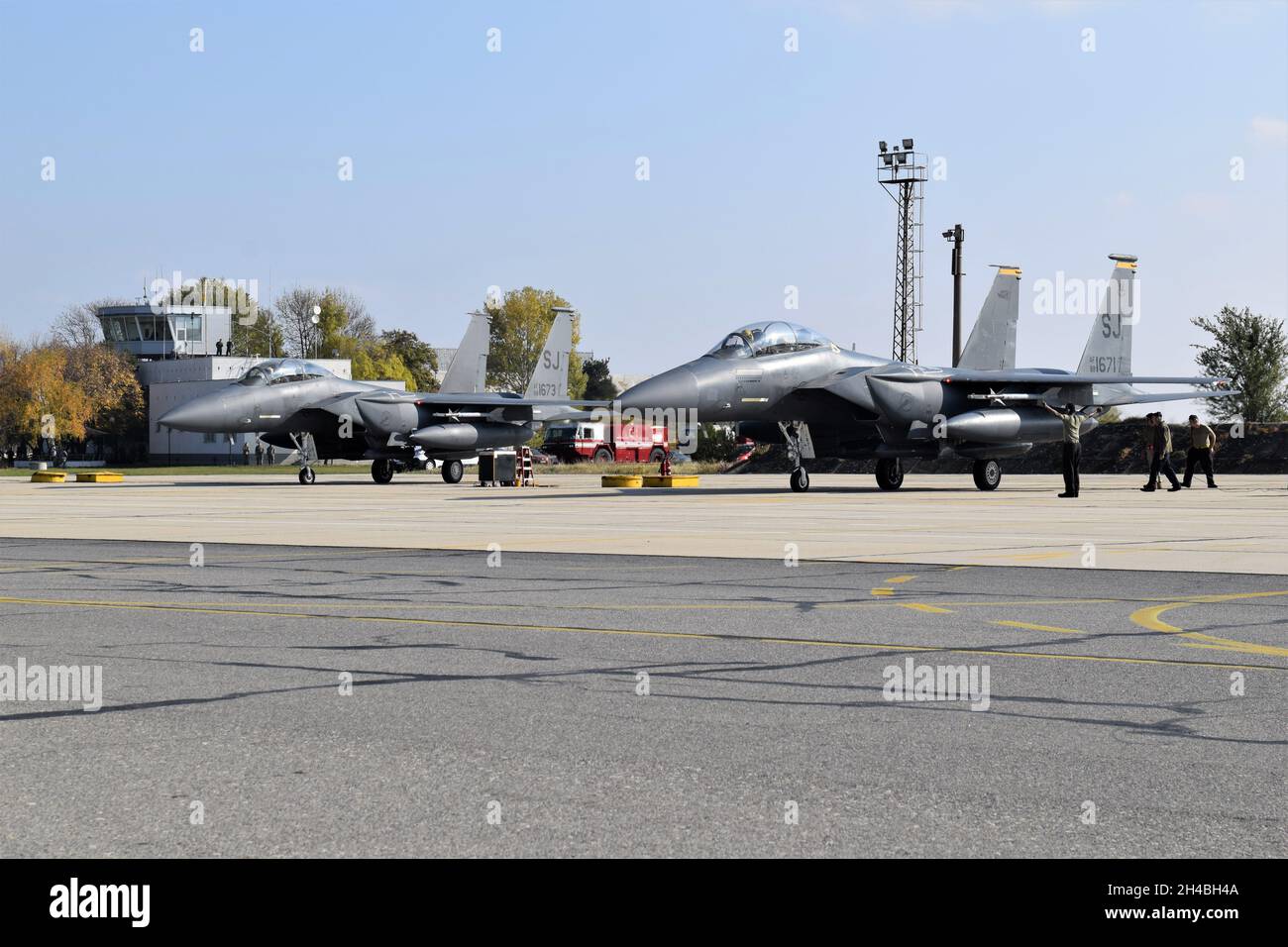 US F-15E Strike Eagle Flugzeuge vom 336. Jagdgeschwader, 4th Fighter ...