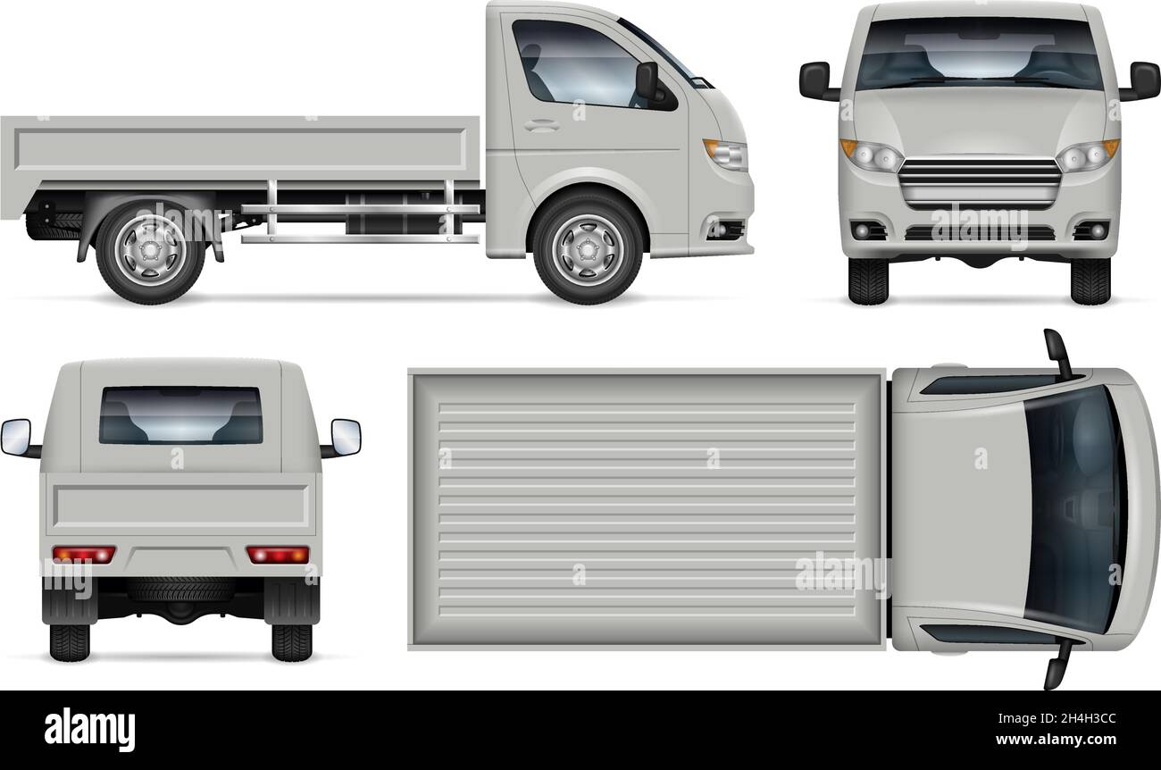 Kleine LKW-Vektor-Mockup auf weißem Hintergrund für Fahrzeug-Branding ...