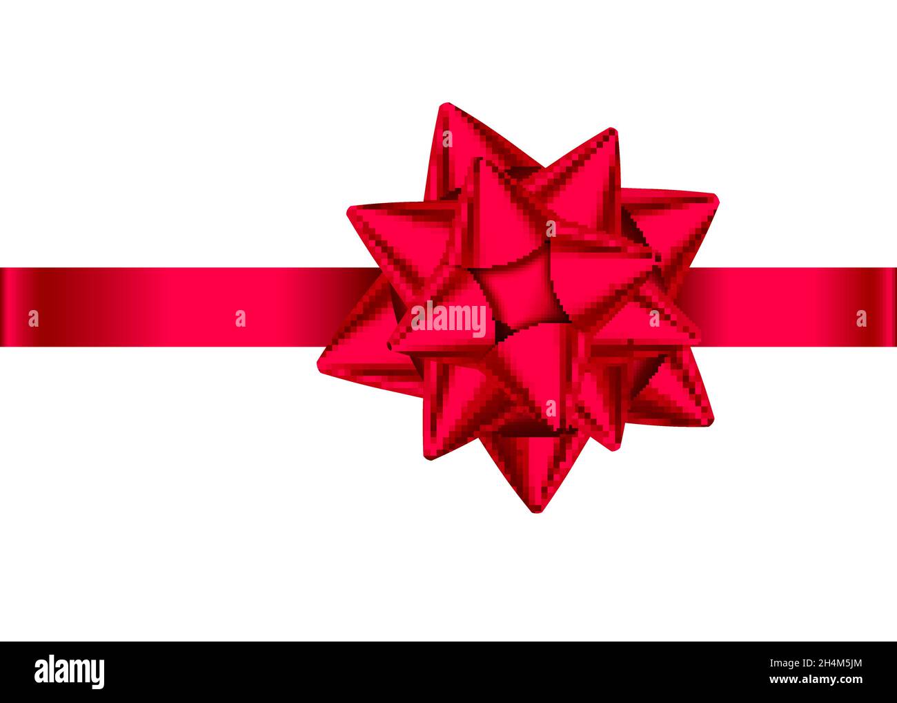 Rote realistische Geschenkschleife mit horizontalem Band isoliert auf ...