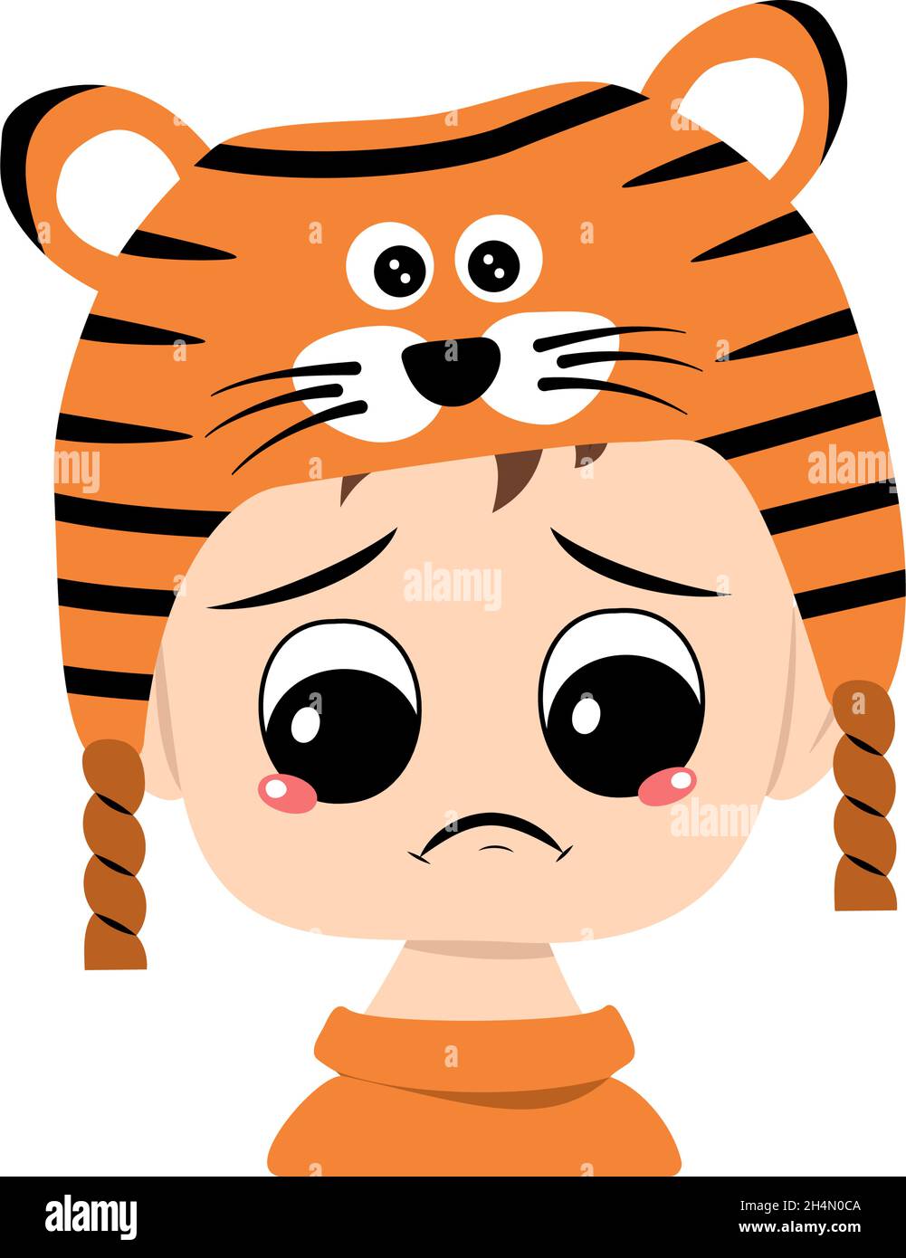 Junge mit großen Augen und depressiven Emotionen, weinend, Tränen ...