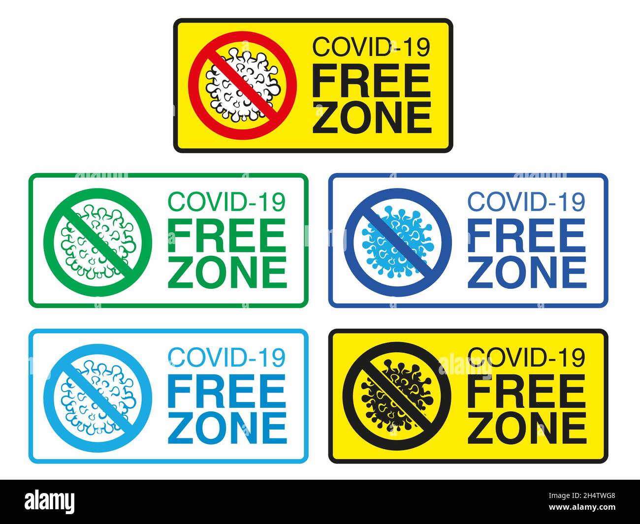 Covid-Freizonen-Schilder einstellen. Coronavirus, covid-19 freier ...