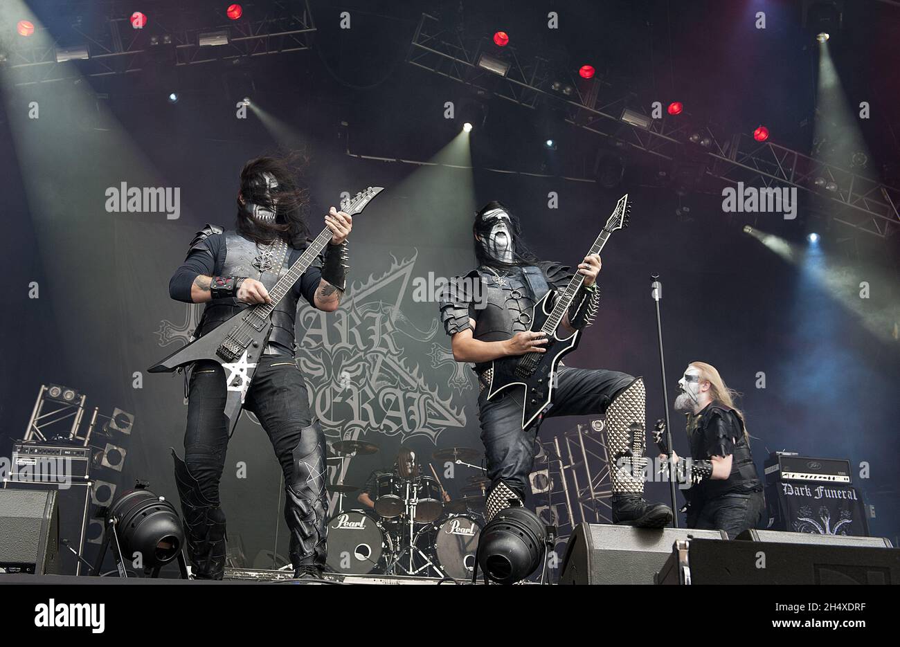 Bo Karlsson, Tomas Nilsson und Magnus Broberg von Dark Funeral treten ...