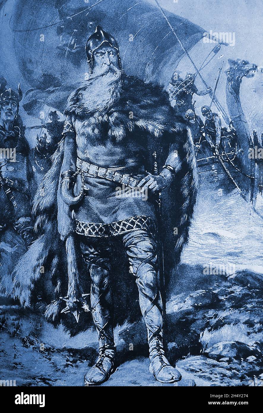 Ein Künstlerbild von 1908 von einem Wikinger-Norseman Stockfotografie ...