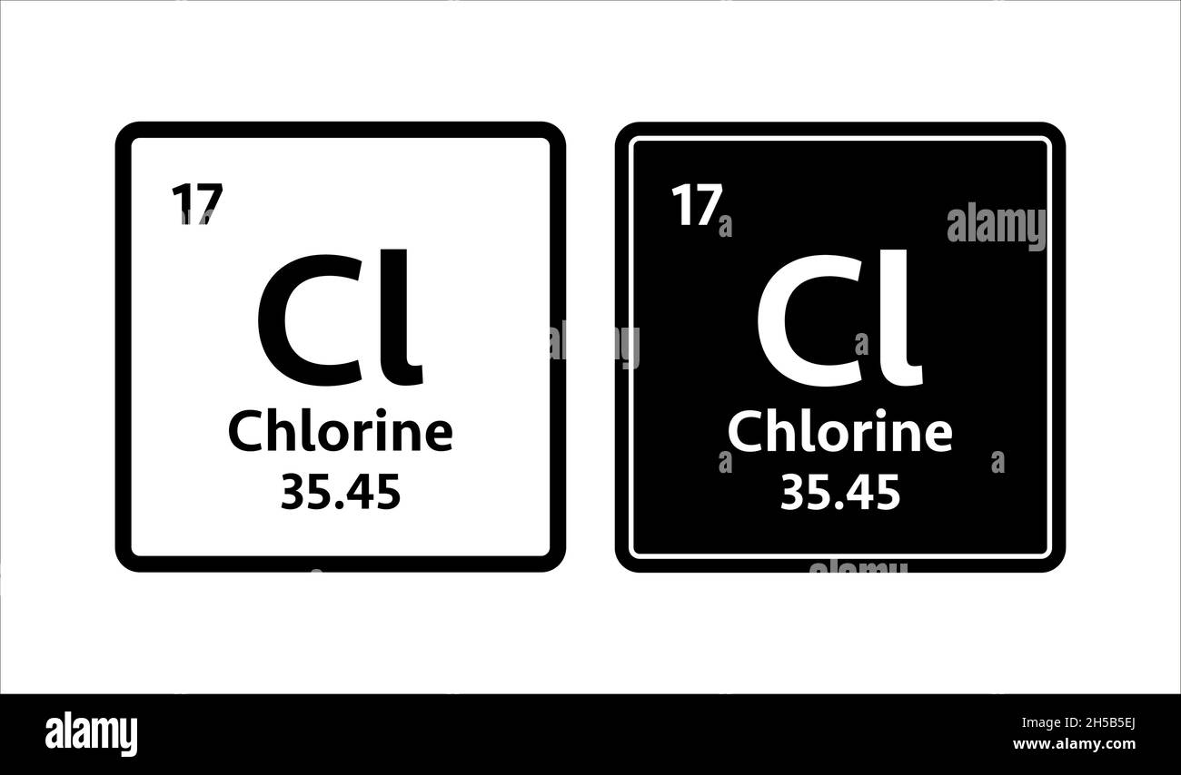 Chlor-Symbol. Chemisches Element des Periodensystems. Vektorgrafik ...