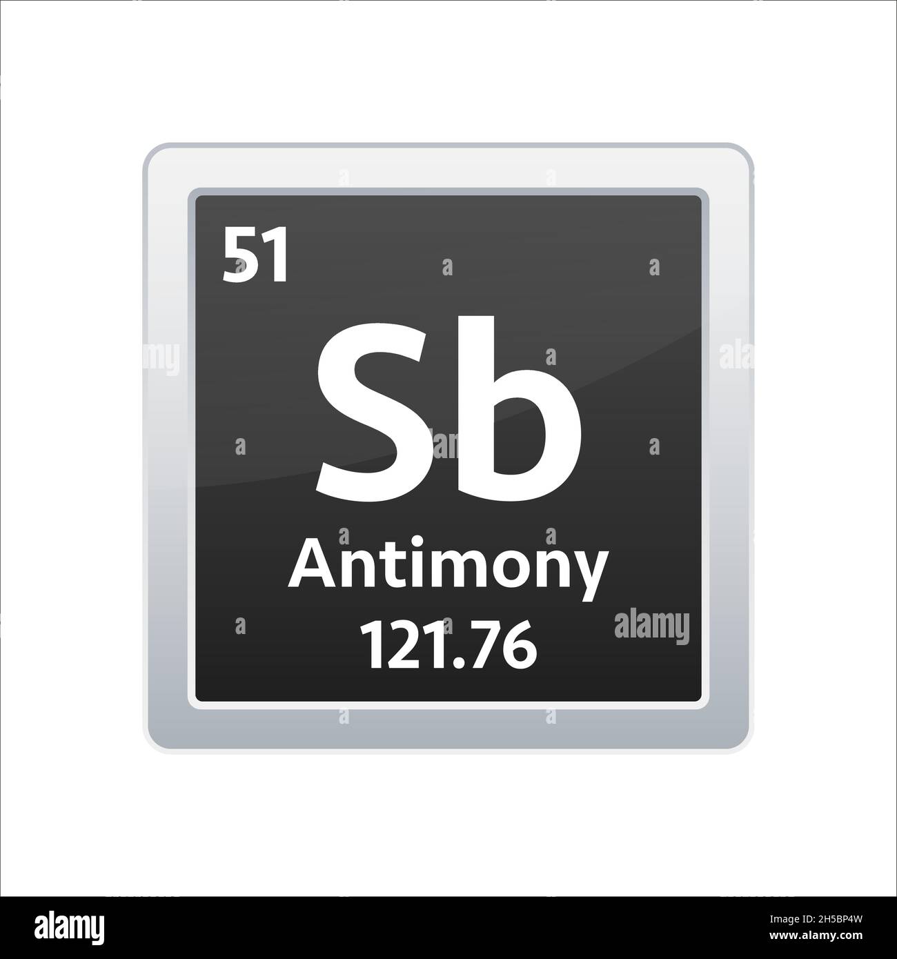 Antimon-Symbol. Chemisches Element des Periodensystems. Vektorgrafik ...