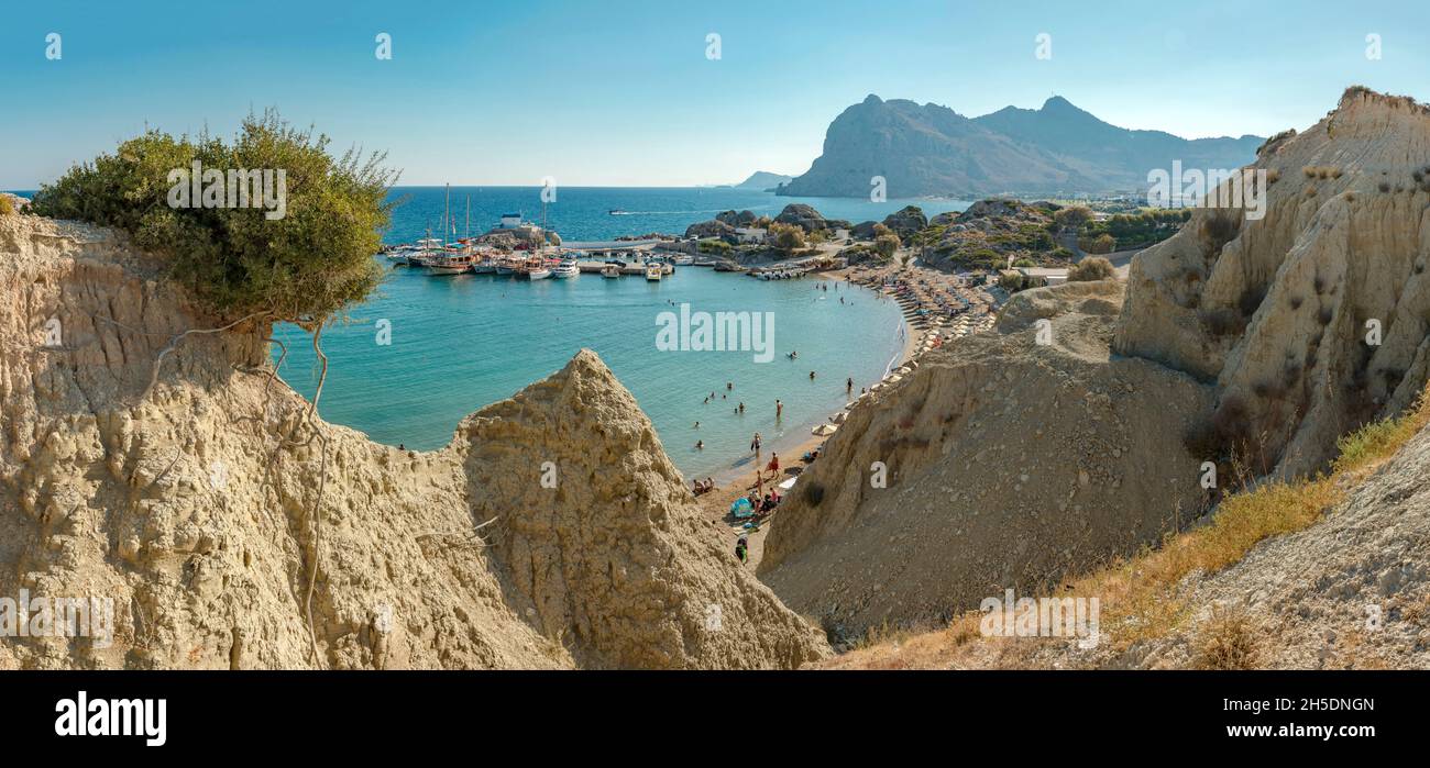 Hafen und Strand von Kolymbia *** Ortsüberschrift *** Kolymbia, Rhodos ...