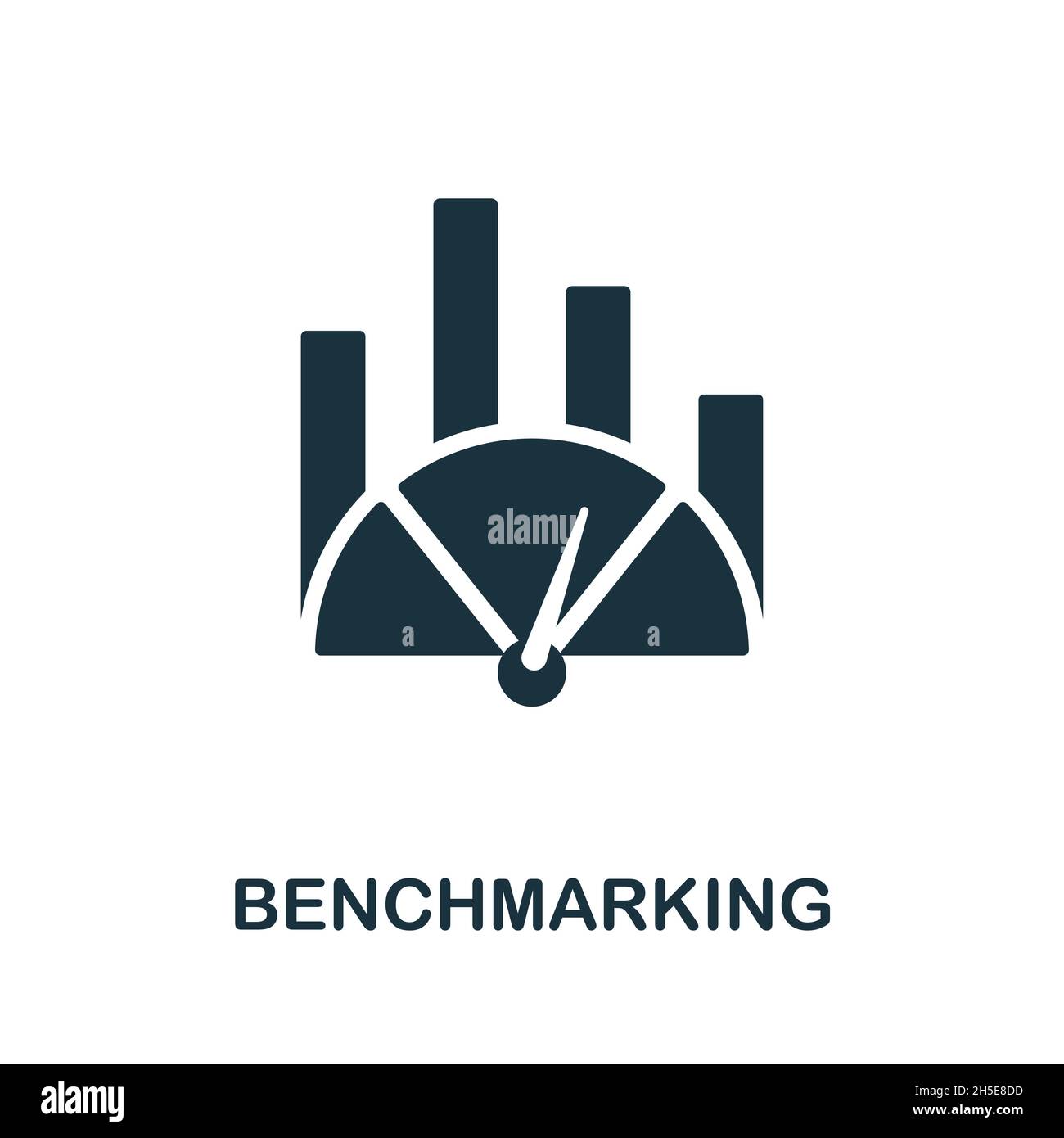 Benchmarking-Symbol. Monochromes Schild aus der Digital Transformation ...