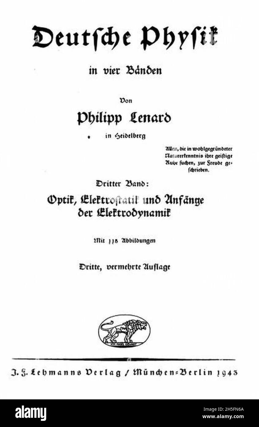 PHILIPP LENARD (1862-1947) ungarisch-deutscher Physiker und Nazi ...