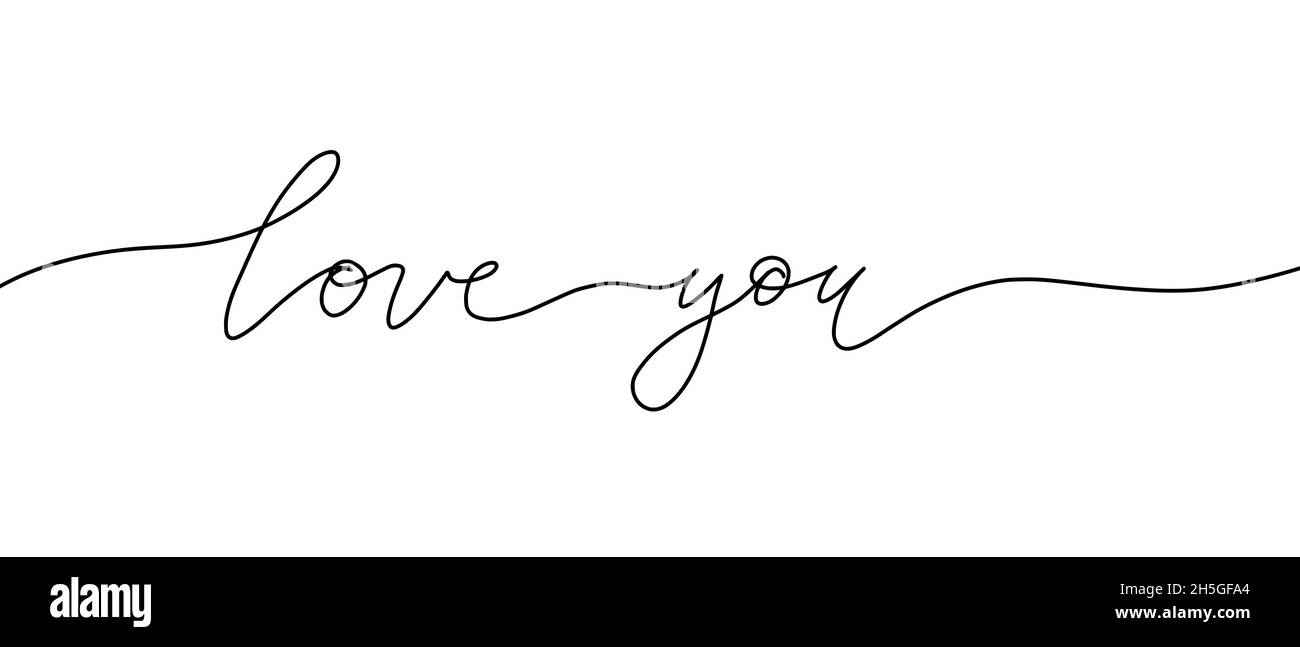 Liebe Hand gezeichnet kontinuierliche Kalligraphie. Moderne Ink ...