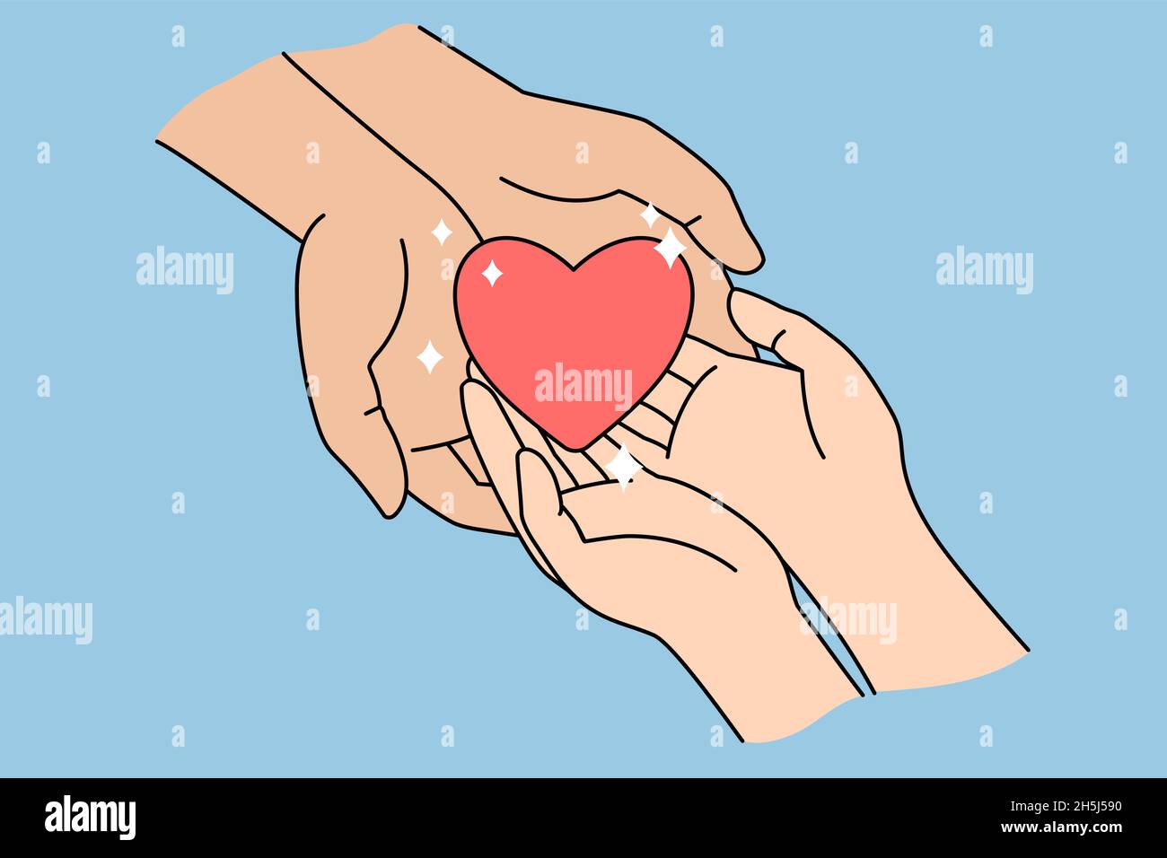 Die Menschen halten das Herz in den Händen zeigen Liebe und Fürsorge in ... Die Menschen halten das Herz in den Händen zeigen Liebe und Fürsorge in ...