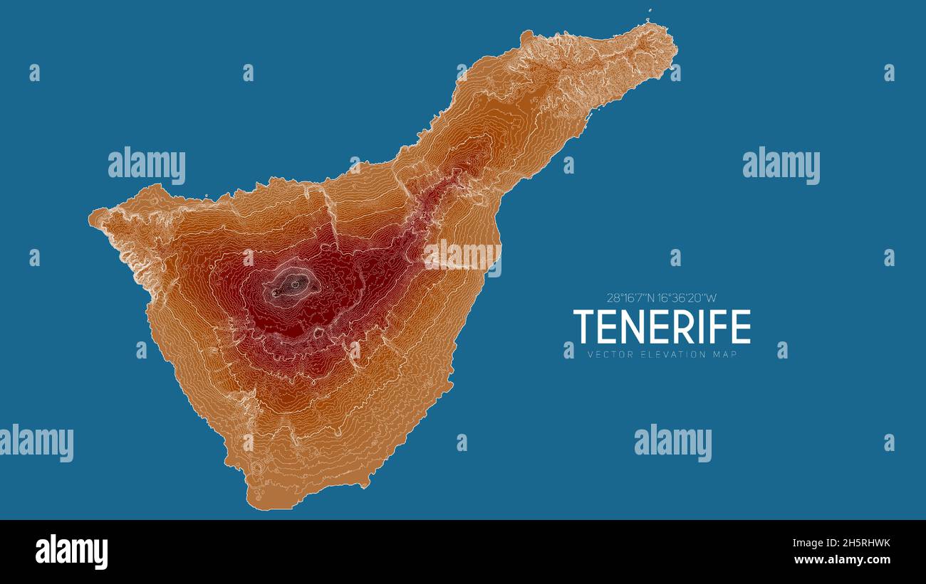 Topografische Karte von Teneriffa, Kanarische Inseln, Spanien. Vektor ...