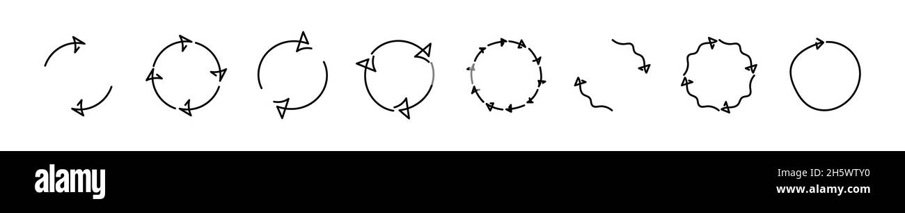 Pfeil Rotation Doodle set circle Reverse Vektor von Hand gezeichnet ...