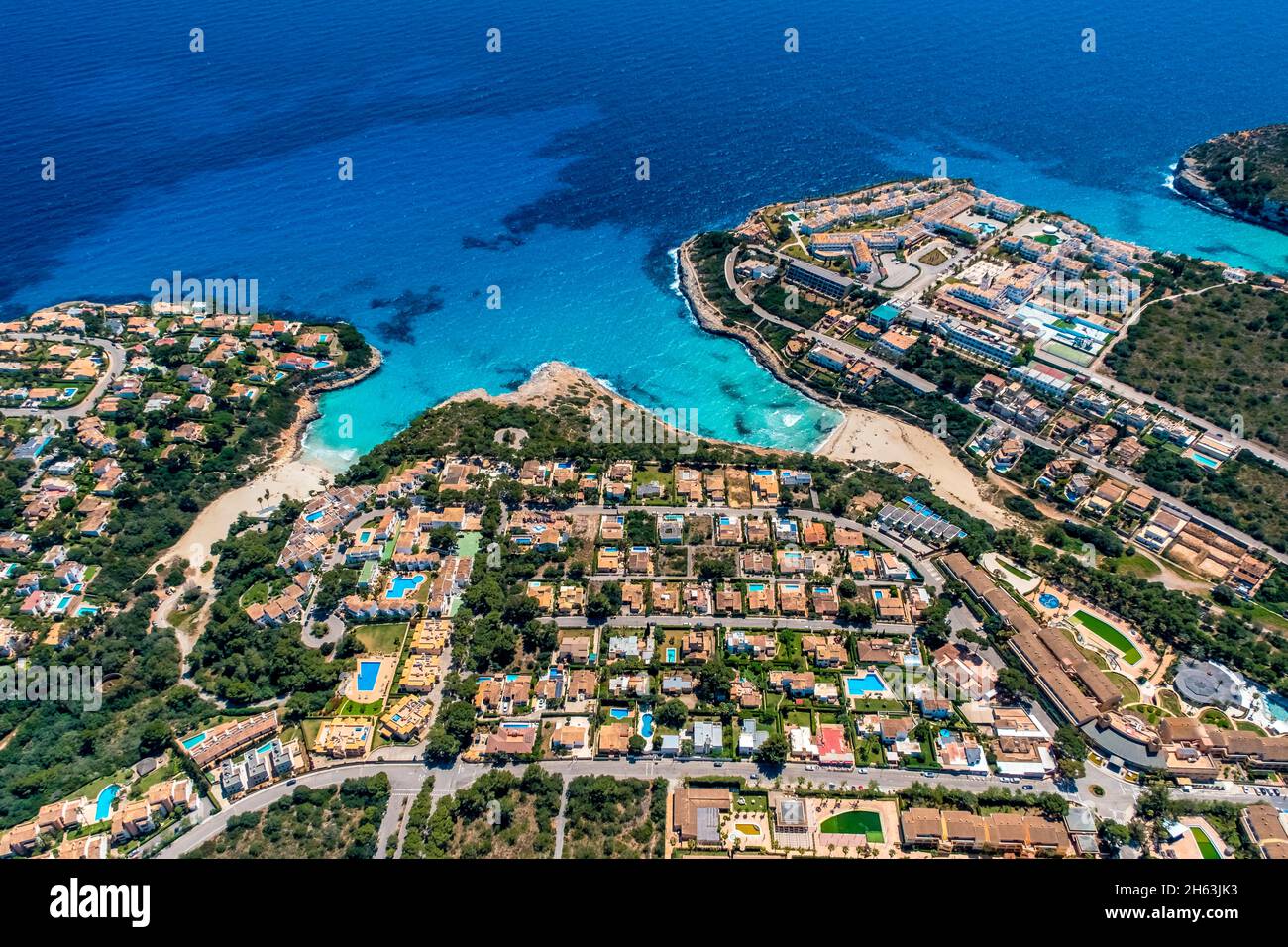 Luftbild, bucht cala anguila mit strand playa de cala mandia und strand ...