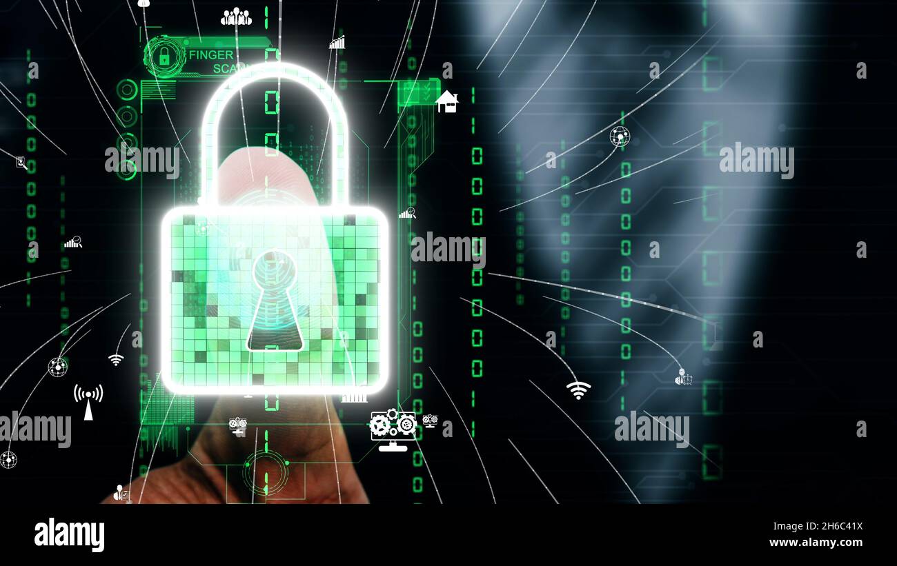 Biometrische Fingerabdruck-Digital-Scan-Technologie. Grafische ...