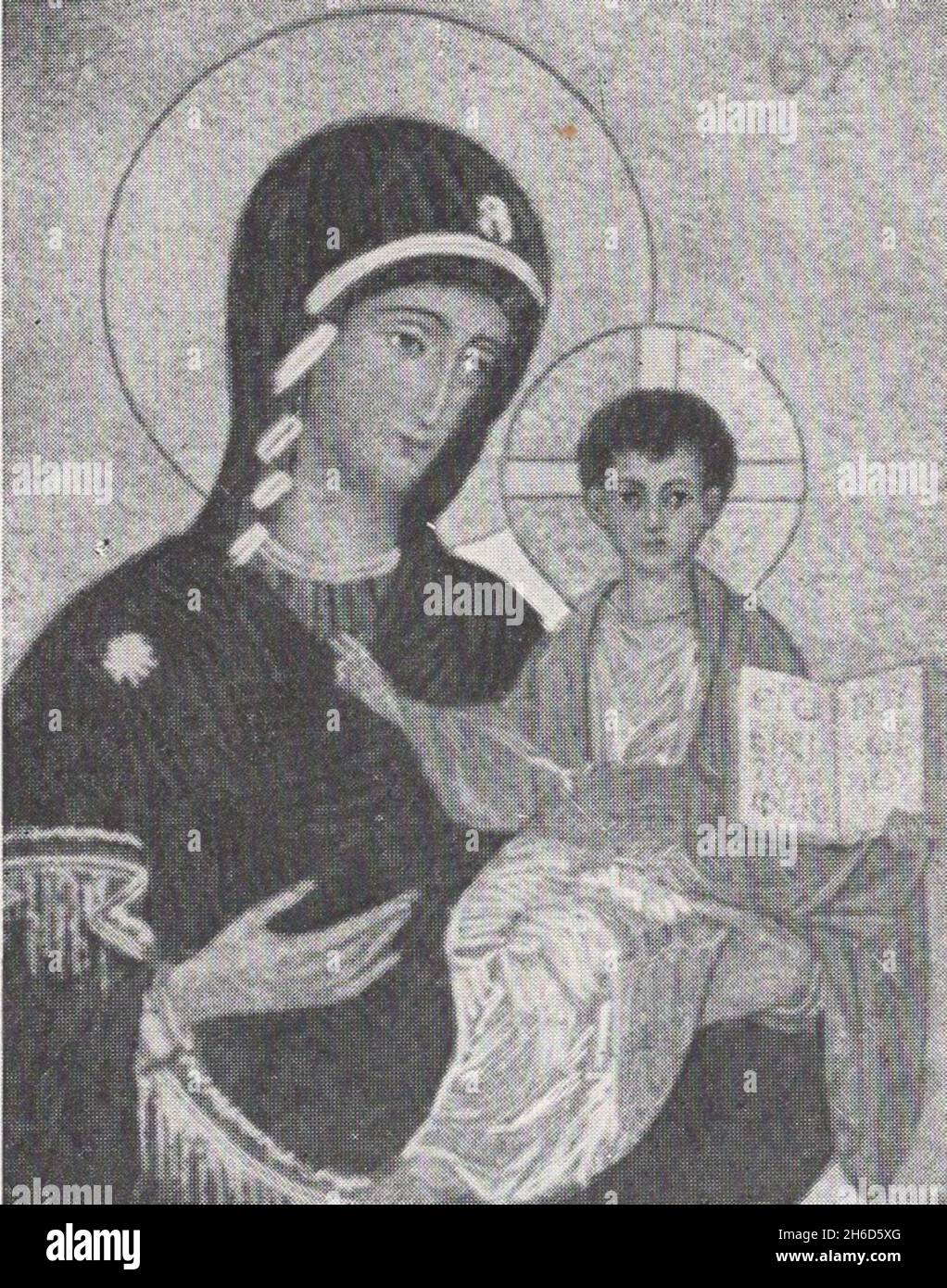 Antike monochrome heilige Karte Madonna St. Maria mit dem Kind Jesus ...