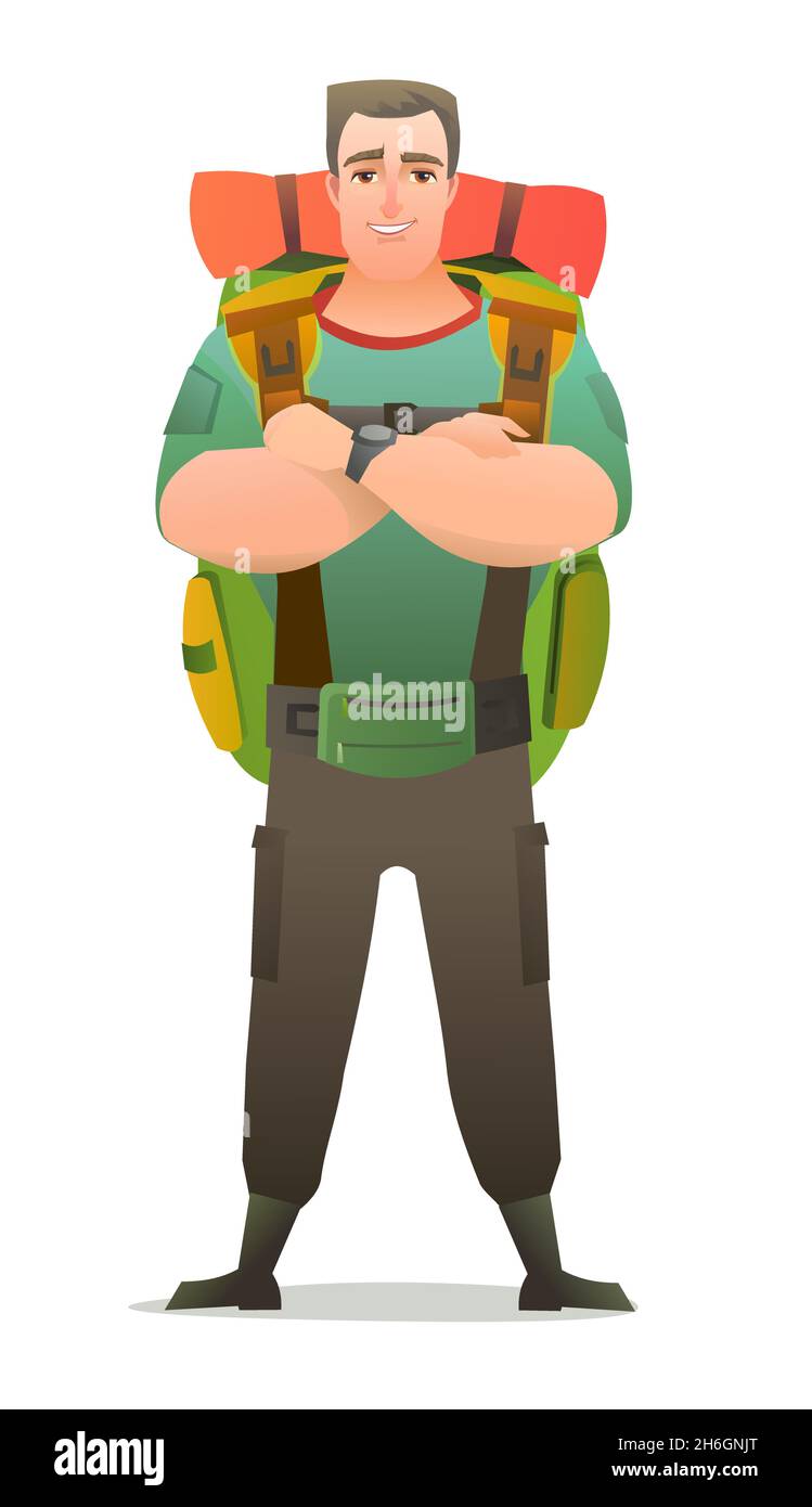 Cartoon mann rucksack -Fotos und -Bildmaterial in hoher Auflösung – Alamy