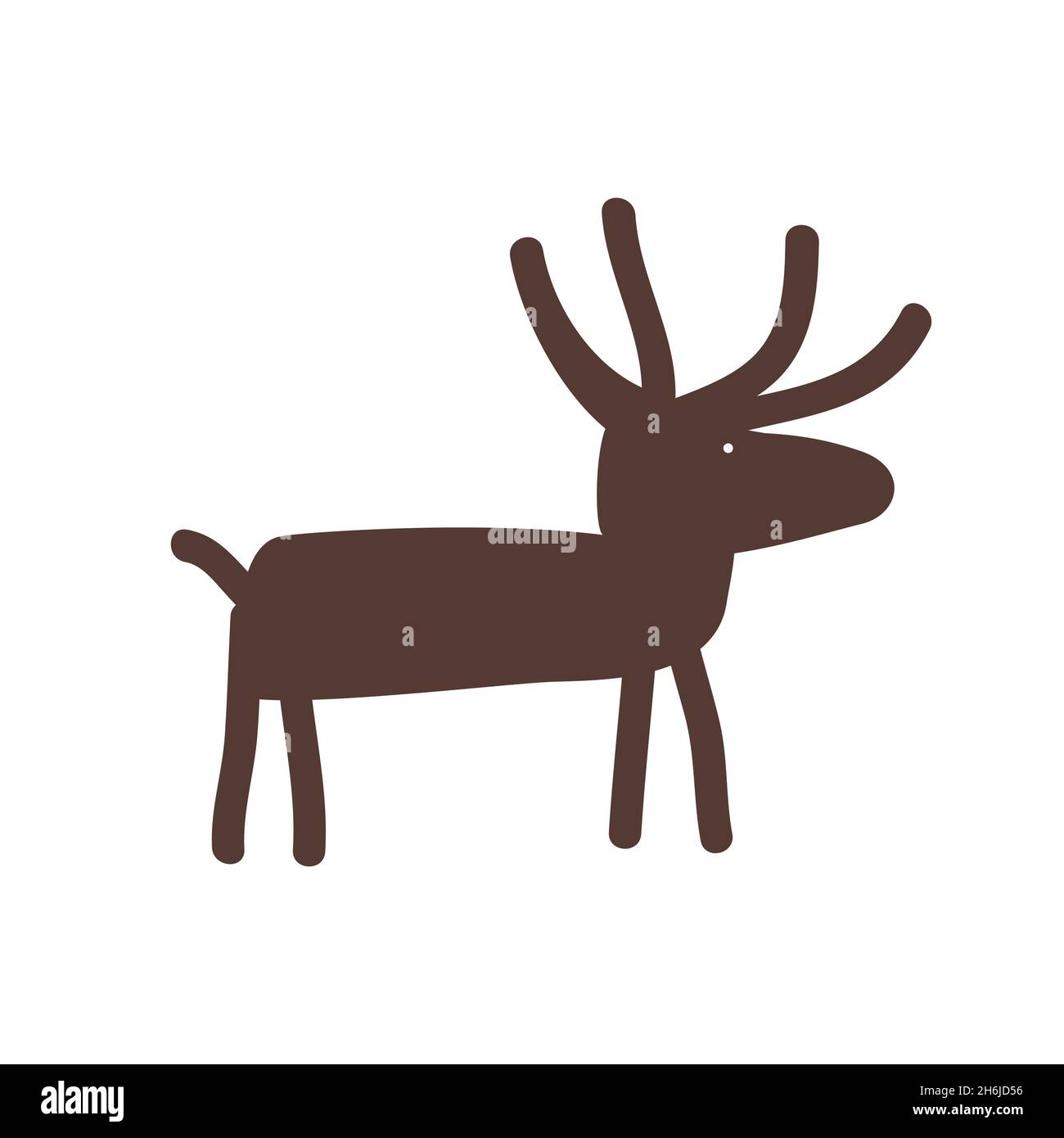 Reh- oder Elchsymbol im einfachen Doodle-Stil. Cartoon Elk Silhouette ...