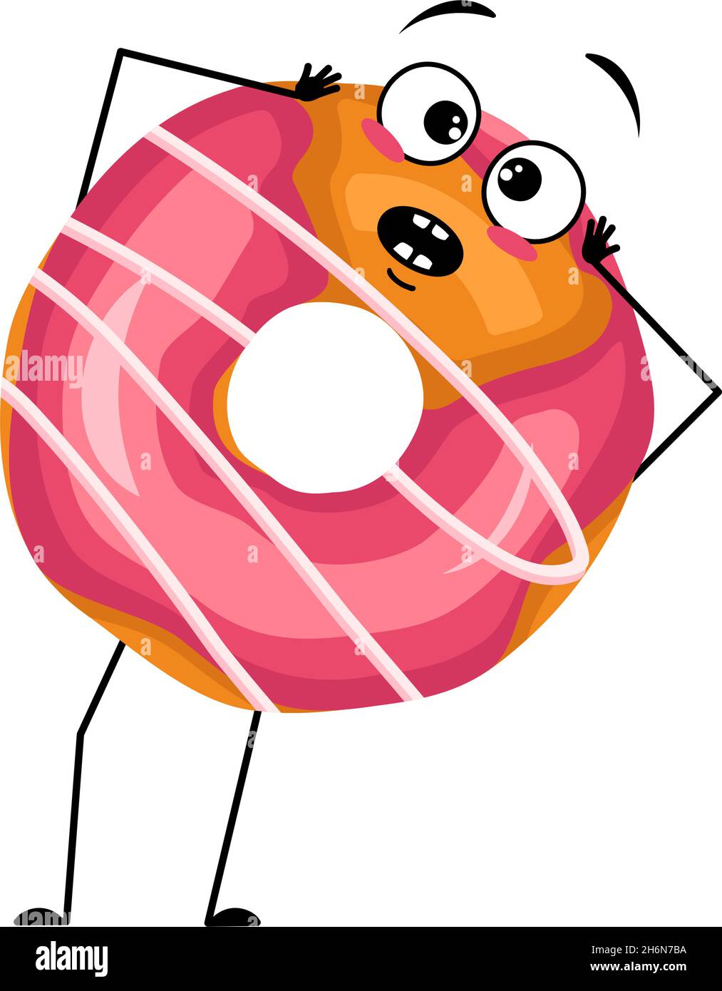 Niedliche glasierte Donut-Charakter mit Emotionen in Panik greift ...