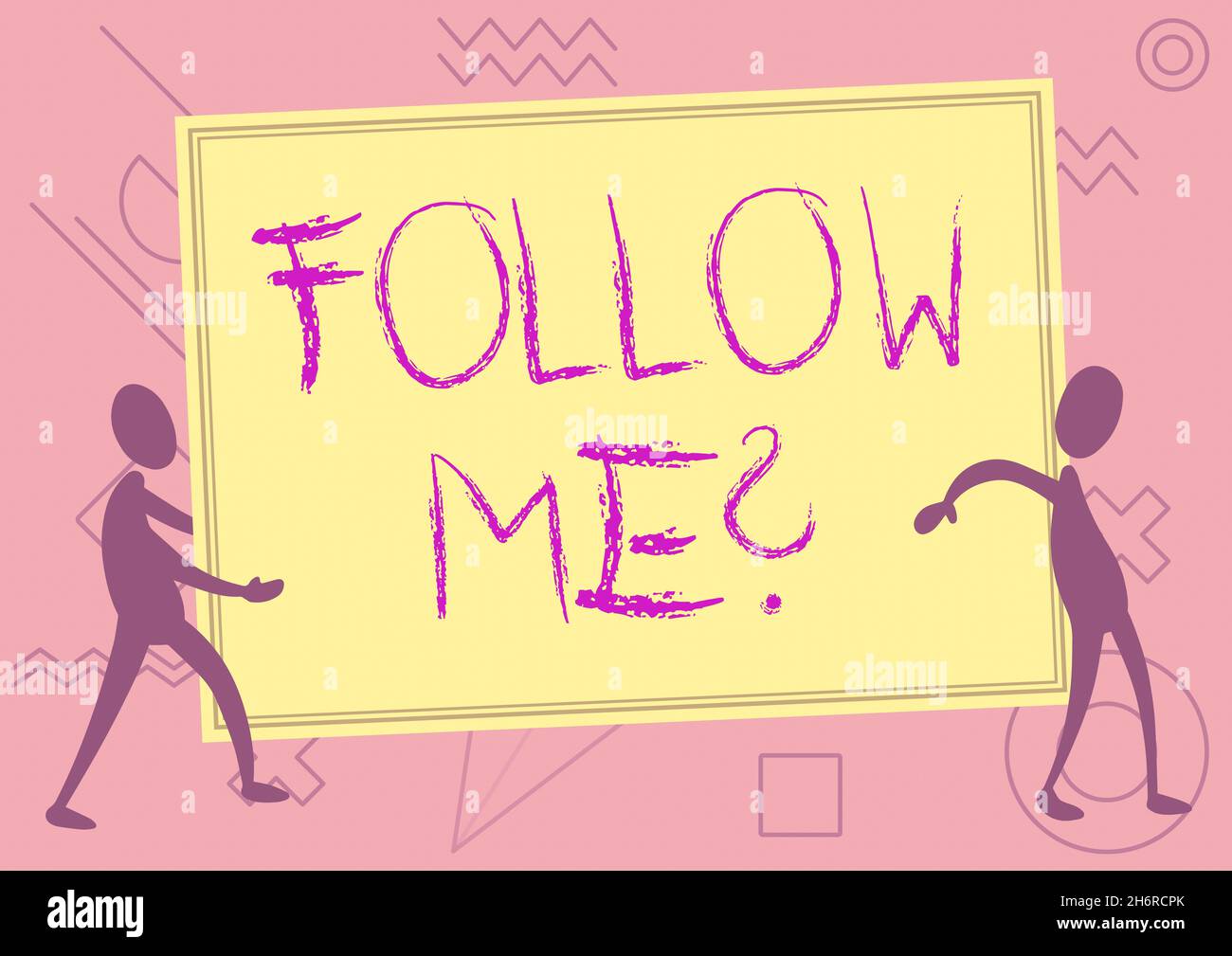 Schild mit „Follow Me“-Frage. Konzept bedeutet gehen oder kommen nach ...