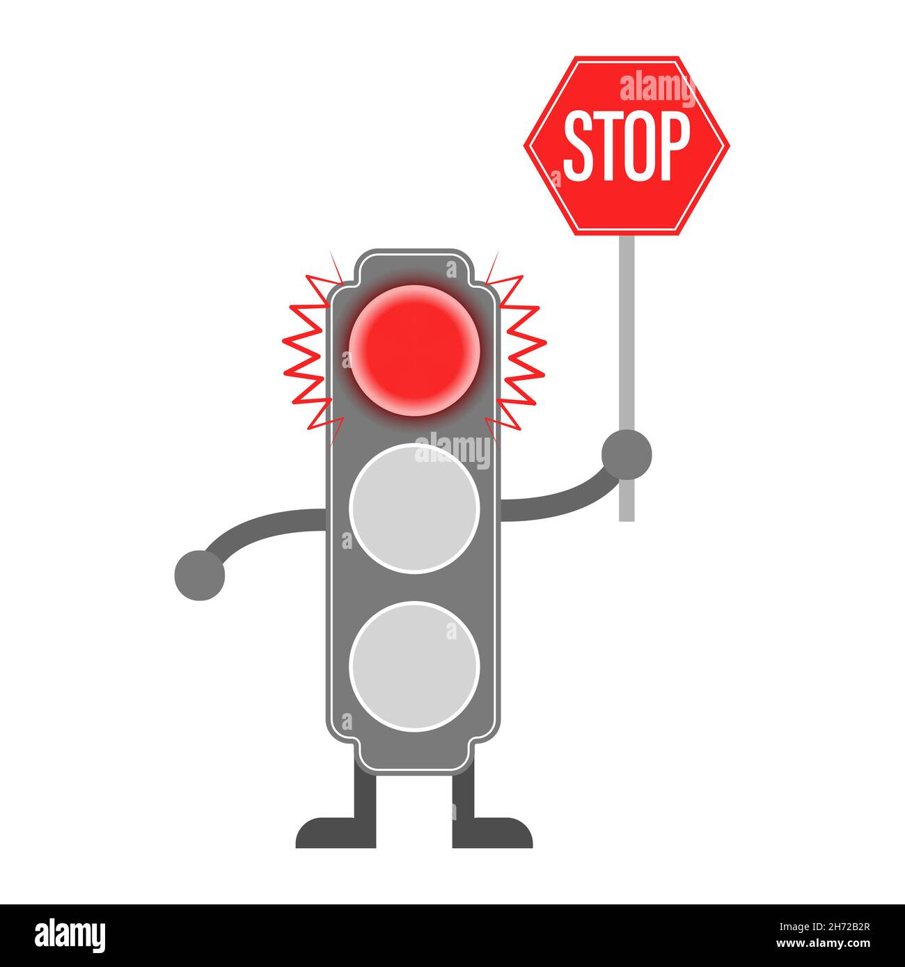Illustration einer Ampel mit einem roten Signal und einem Stoppschild ...
