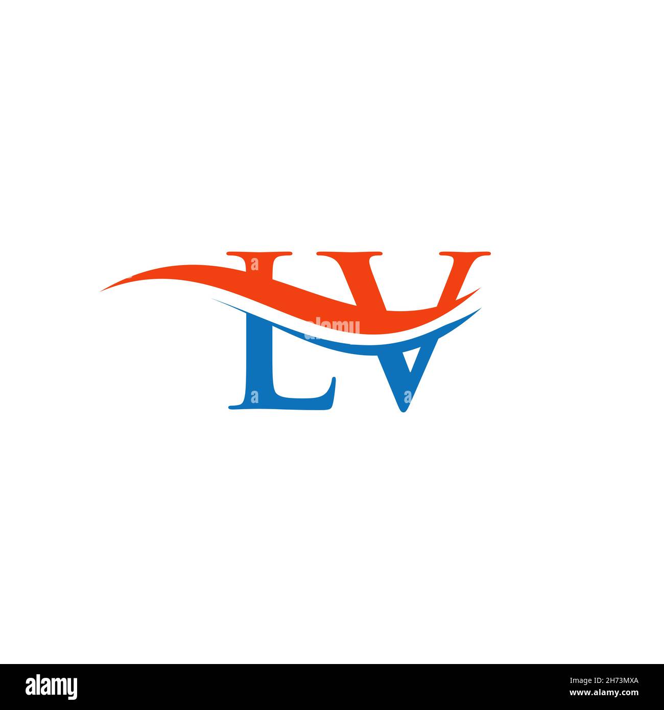 Ursprüngliche LV-Letter-verknüpfte Logo-Vektorvorlage. Logo mit Swoosh ...