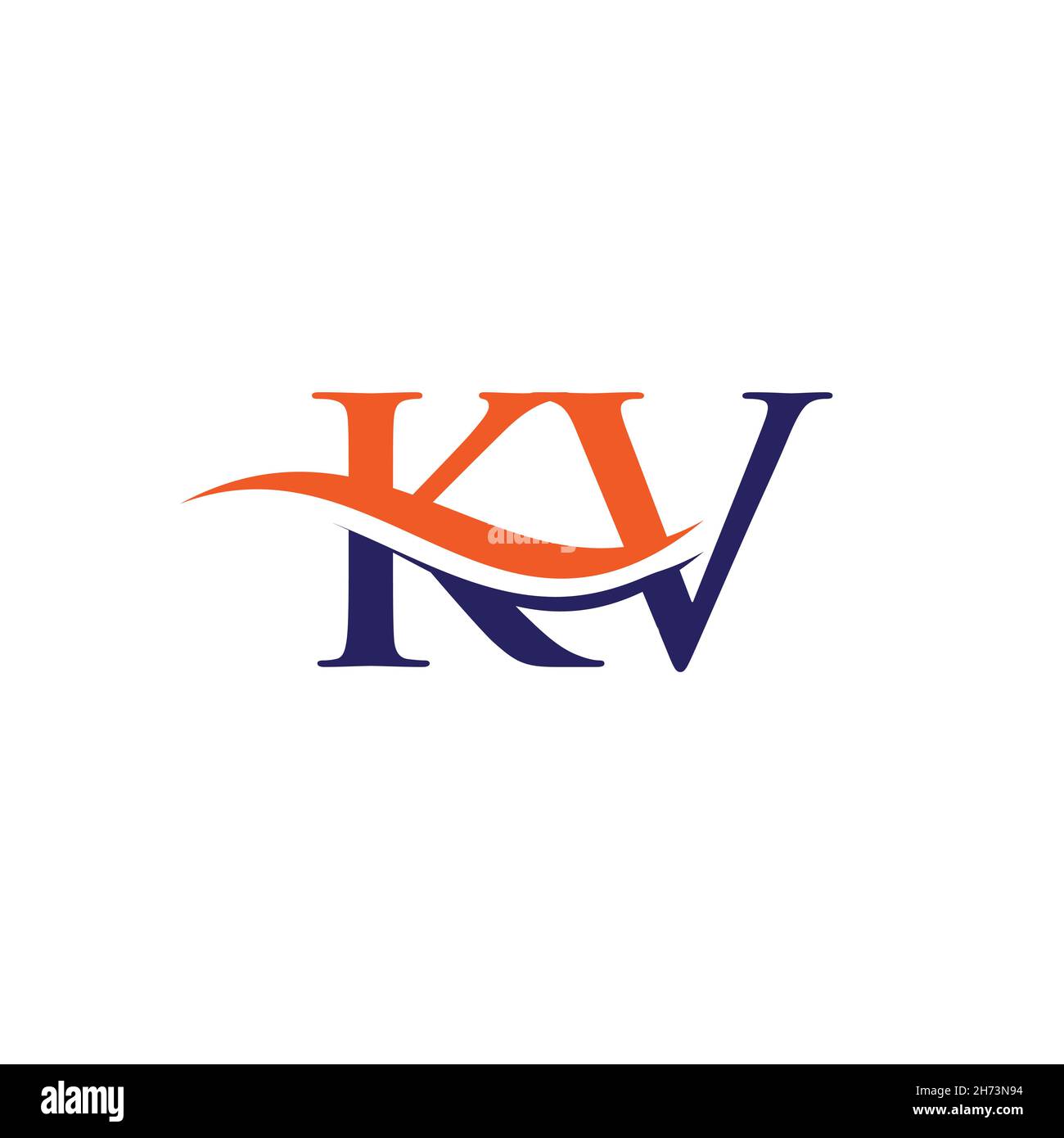 Swoosh Letter KV Logo Design für Geschäfts- und Firmenidentität. Water ...