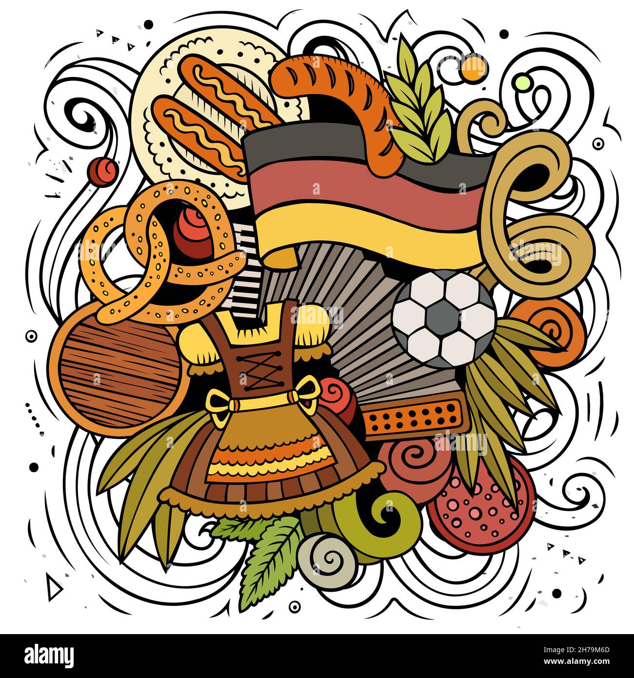 Deutschland Cartoon Vektor Doodle Illustration. Farbenfrohe ...
