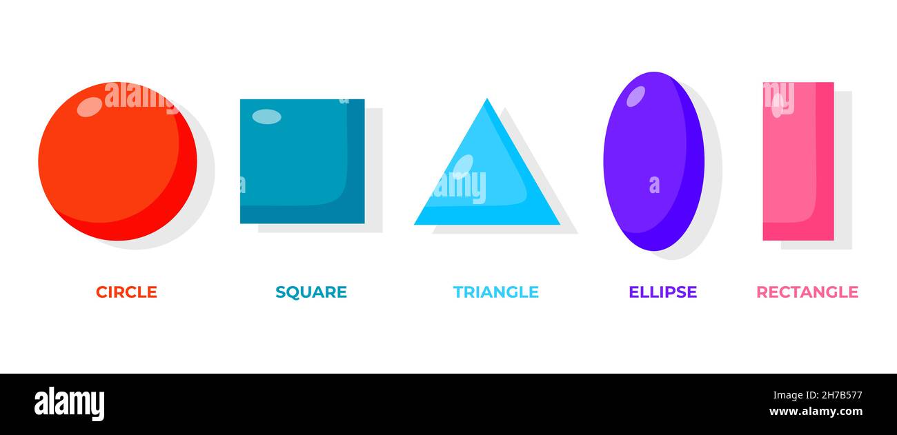 Bunte flache Cartoon geometrische Formen Symbole gesetzt. Grundlegende ...