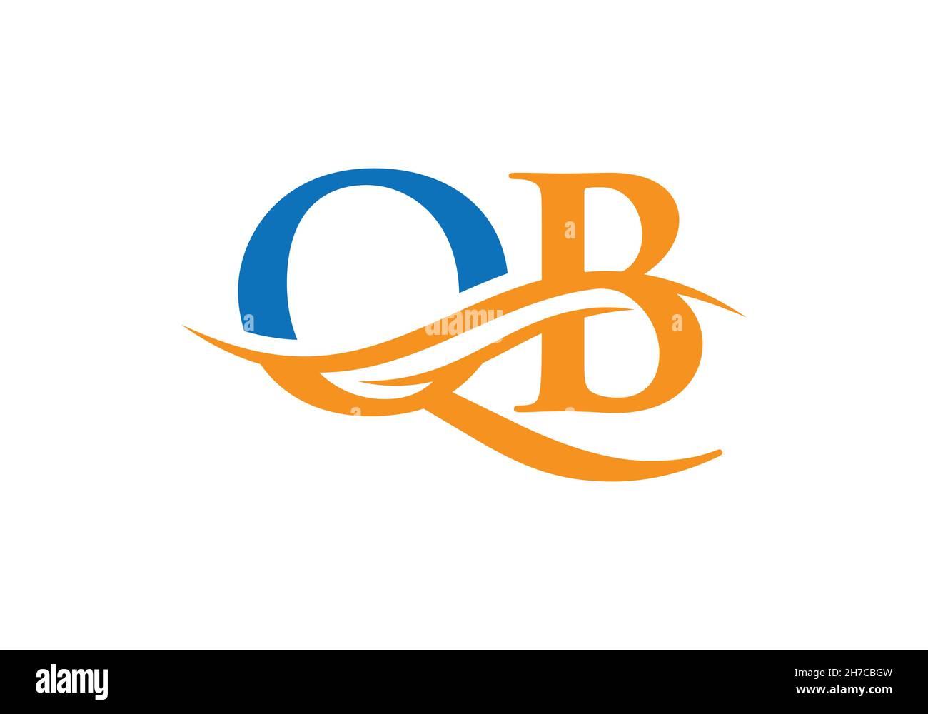 Designvektor für QB-Logos. QB-Logo mit Swoosh-Schriftzug. Ursprüngliche ...