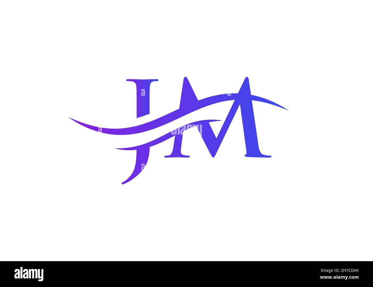 JM-Logo-Design-Vektor. JM-Logo mit Swoosh-Schriftzug und Schriftzug ...