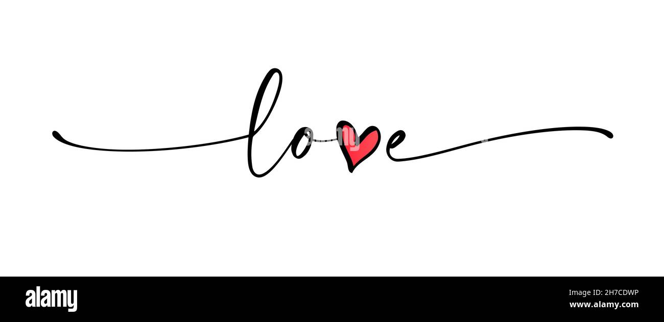 Liebe - durchgehende Linie kursiver Text. Schriftzug Typografie Design ...