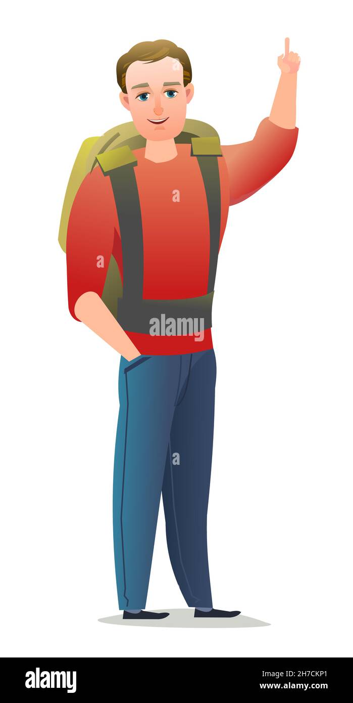 Cartoon mann rucksack -Fotos und -Bildmaterial in hoher Auflösung – Alamy