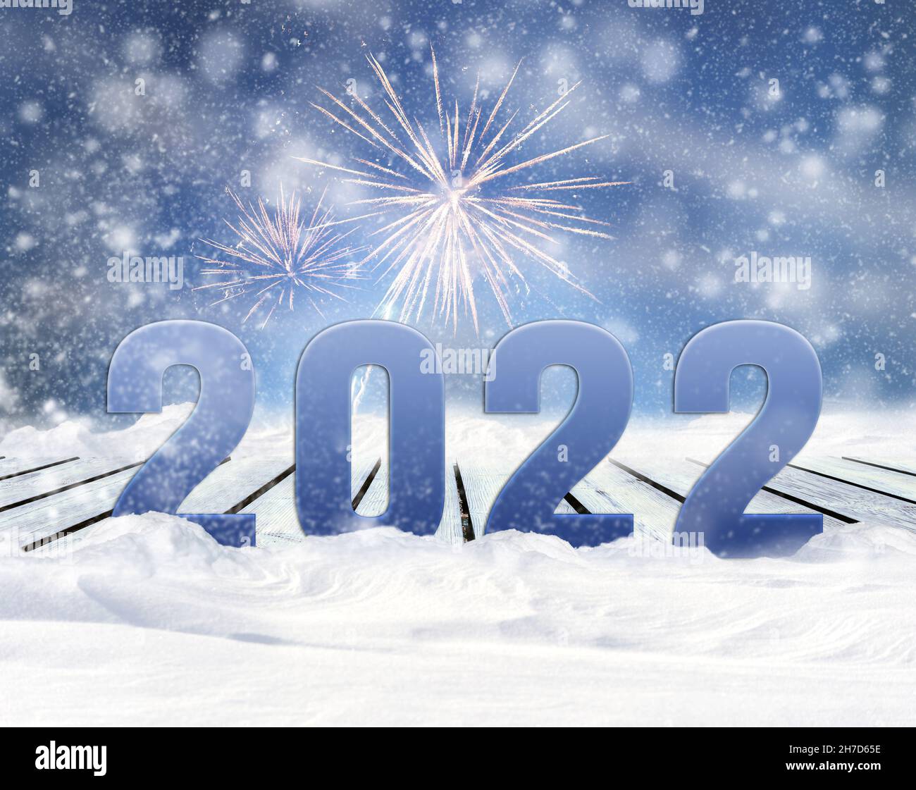 Neujahr 2022, Banner Grußkarte Layout mit Schnee. Festliche Komposition ...
