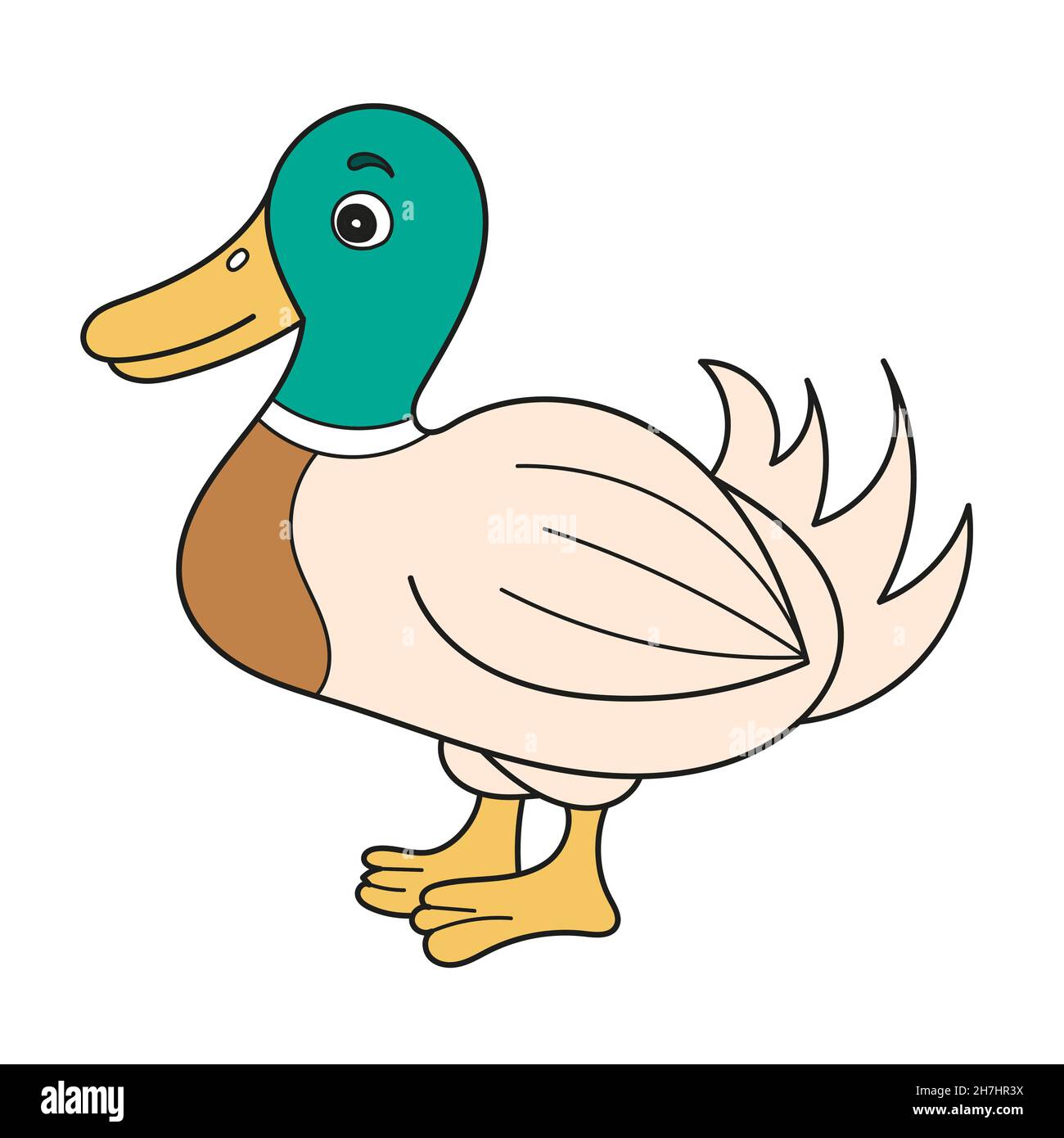 Einfaches Cartoon-Symbol. Abbildung der Ente. Vektor handgezeichnete ...