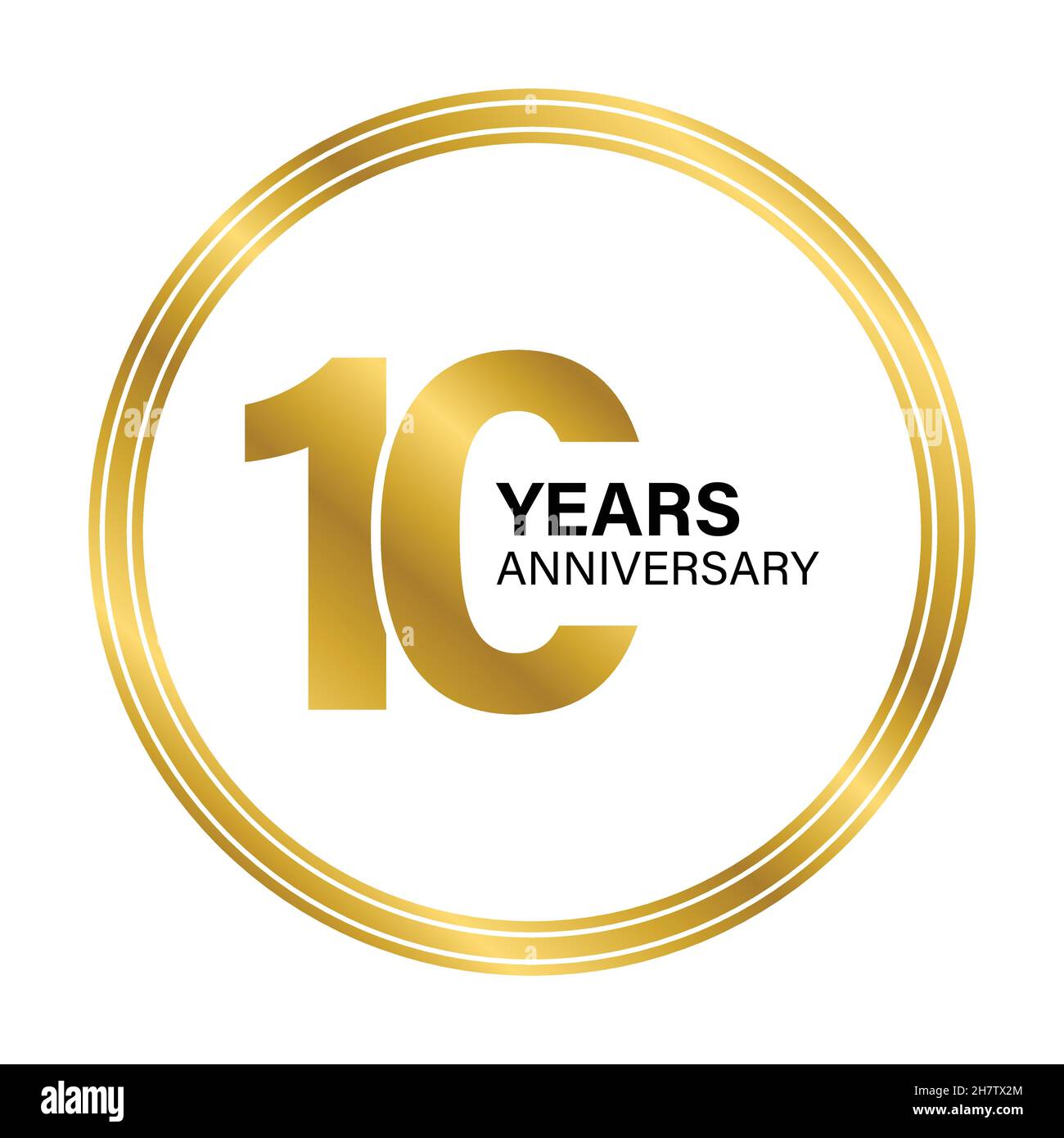 10 Jahre Jubiläum Gold Icon Vektor mit Kreis Gold Rahmen für Grafik ...