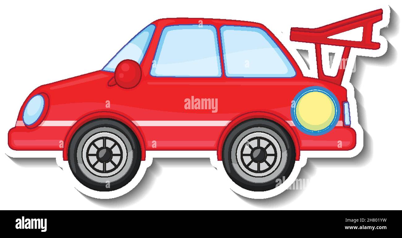 Rennwagen Cartoon Aufkleber auf weißem Hintergrund Illustration Stock ...